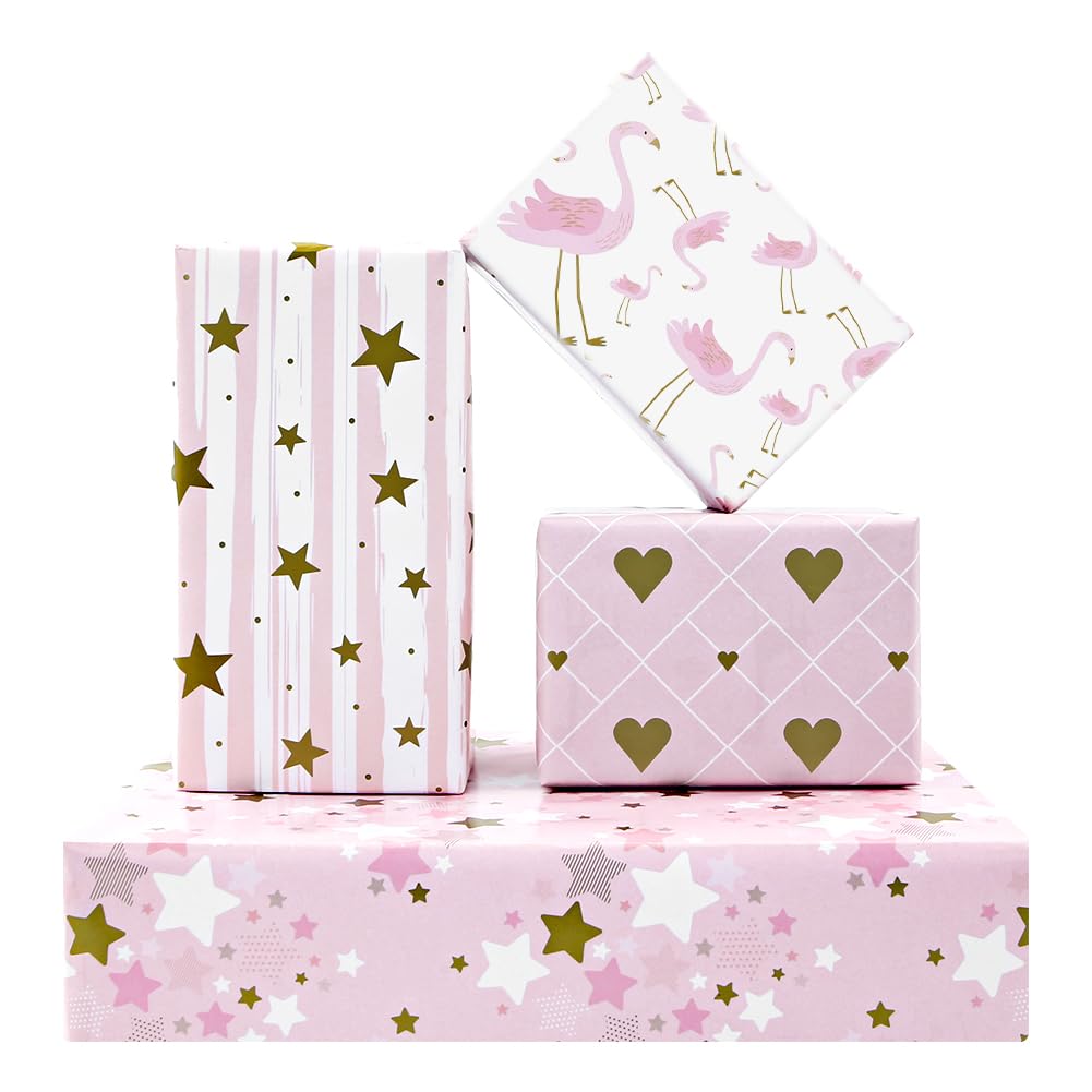 Pink and White Paper,4 Sheet AIS1 Birthday Gifts Paper Stars Love Heart ...