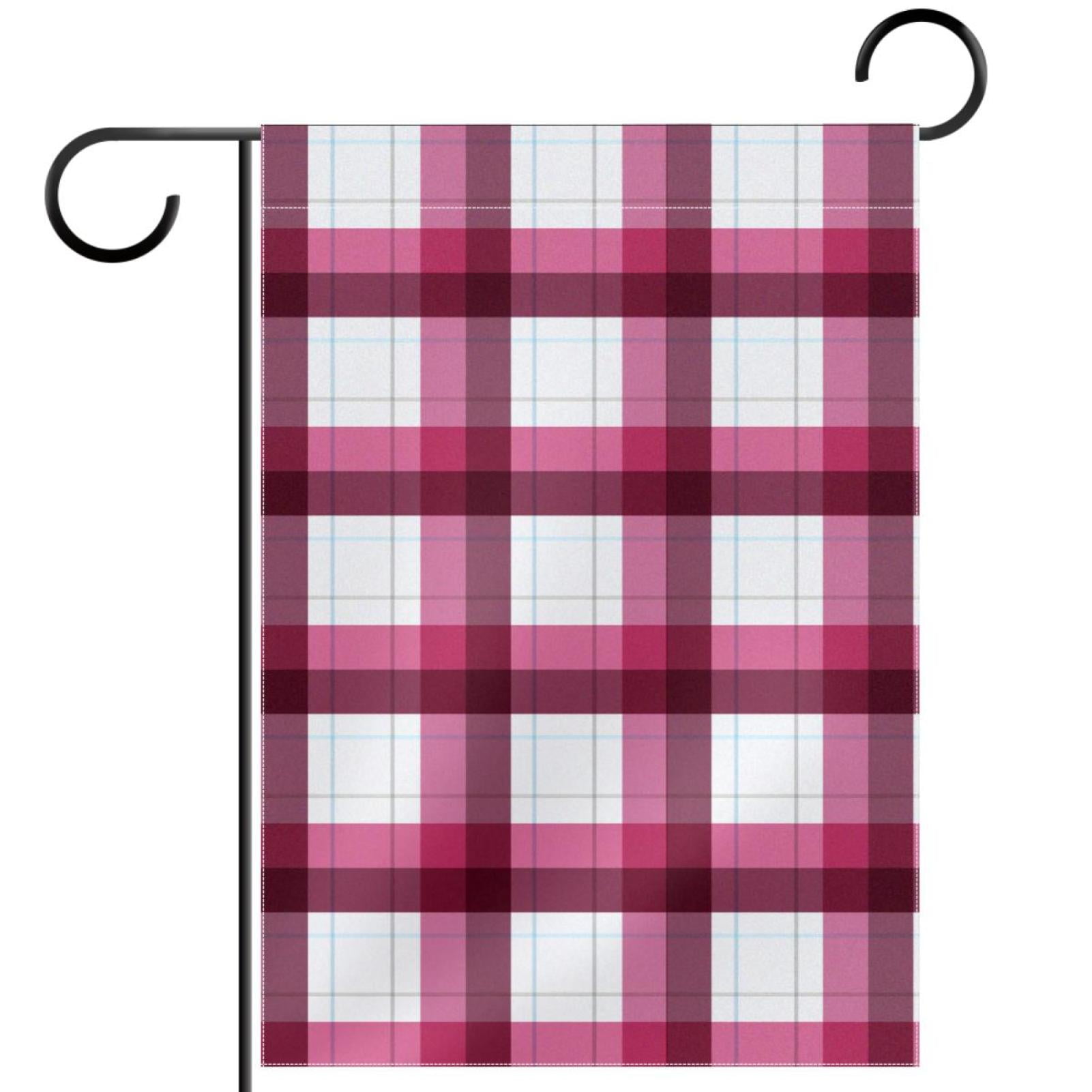 Pink White Plaid Pattern Garden Banners: Outdoor Flags for All Seasons ...
