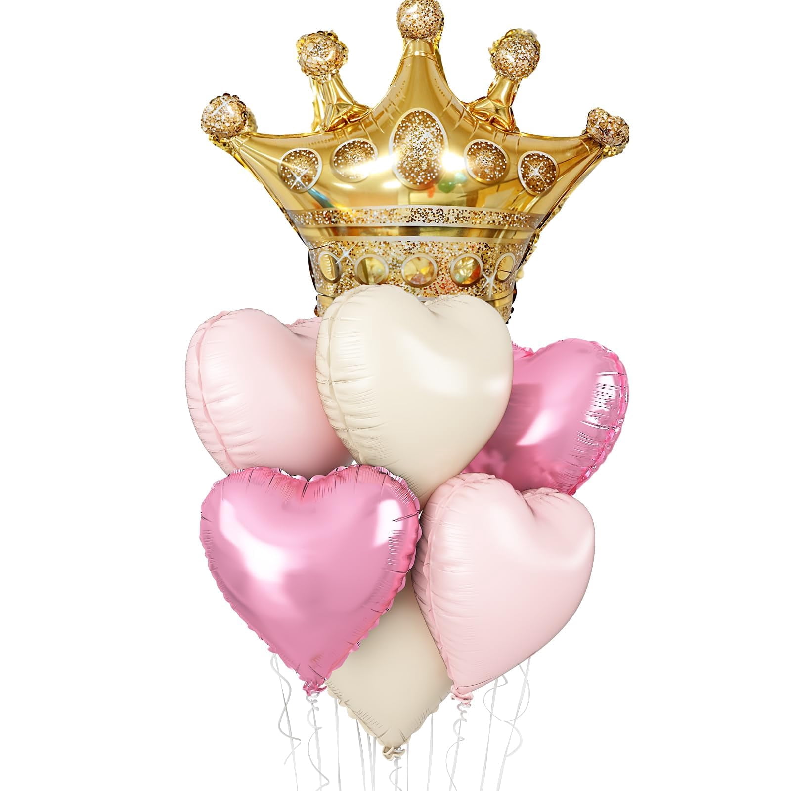 Pink White Princess FEV6 Balloons,18Inch Pink Cream White Heart ...