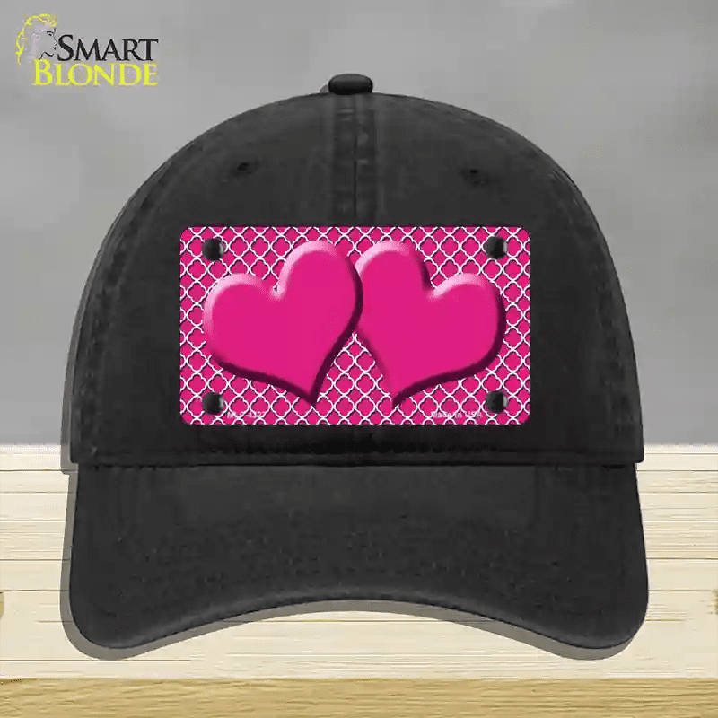 Pink White Quatrefoil Hot Pink Center Hearts Novelty License Plate Hat ...