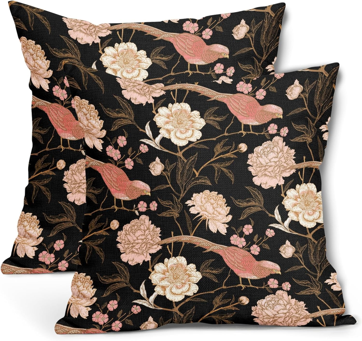 Pink White Roses Floral Pillow Covers 20X20 Inch Set of 2 Retro Flowers ...
