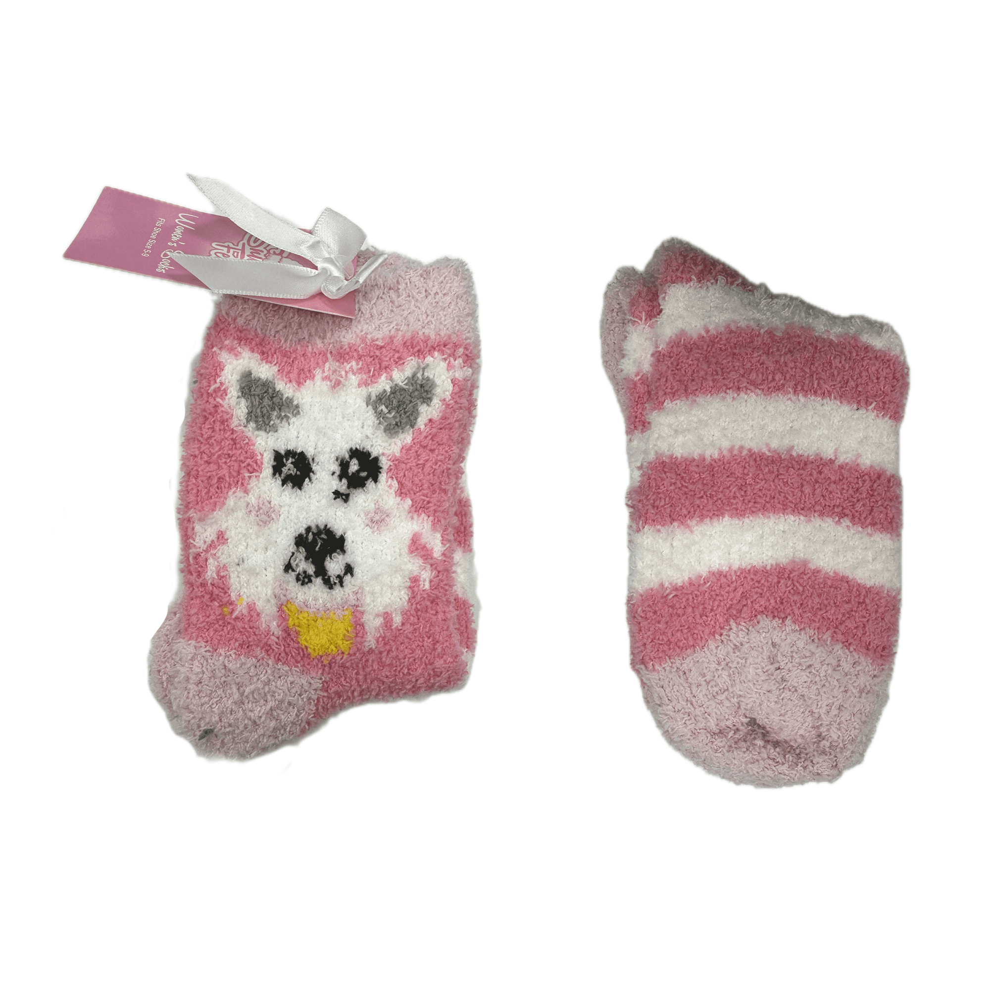 Pink White Scruffy Dog Animal Walm Fuzzy Snuggle Socks, Shoe Size 5-9 ...