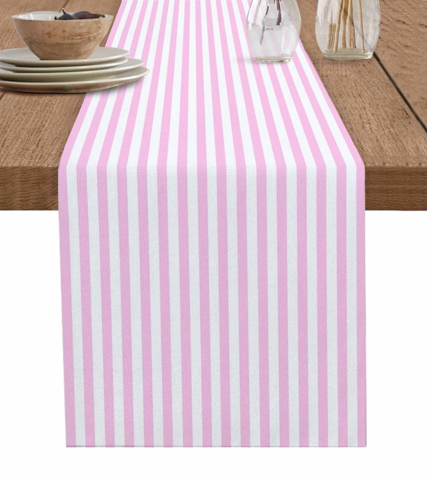 Pink White Stripe Table Runner 72 Inches, Modern Minimalist Geometric ...