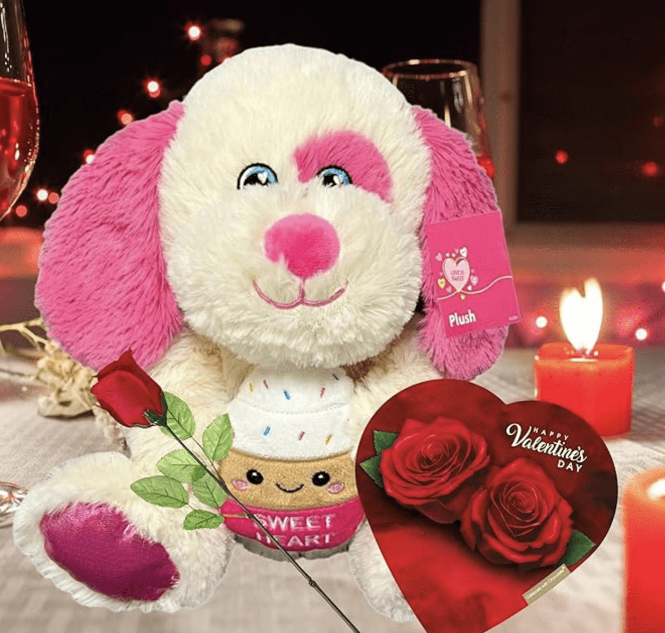 Pink & White Stuffed Animal- Puppy Gift Set - Walmart.com