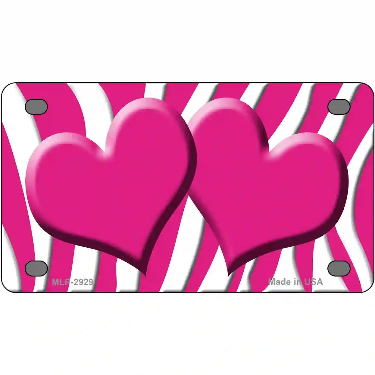 Pink White Zebra Pink Centered Hearts Novelty License Plate 4" x 2.2 ...