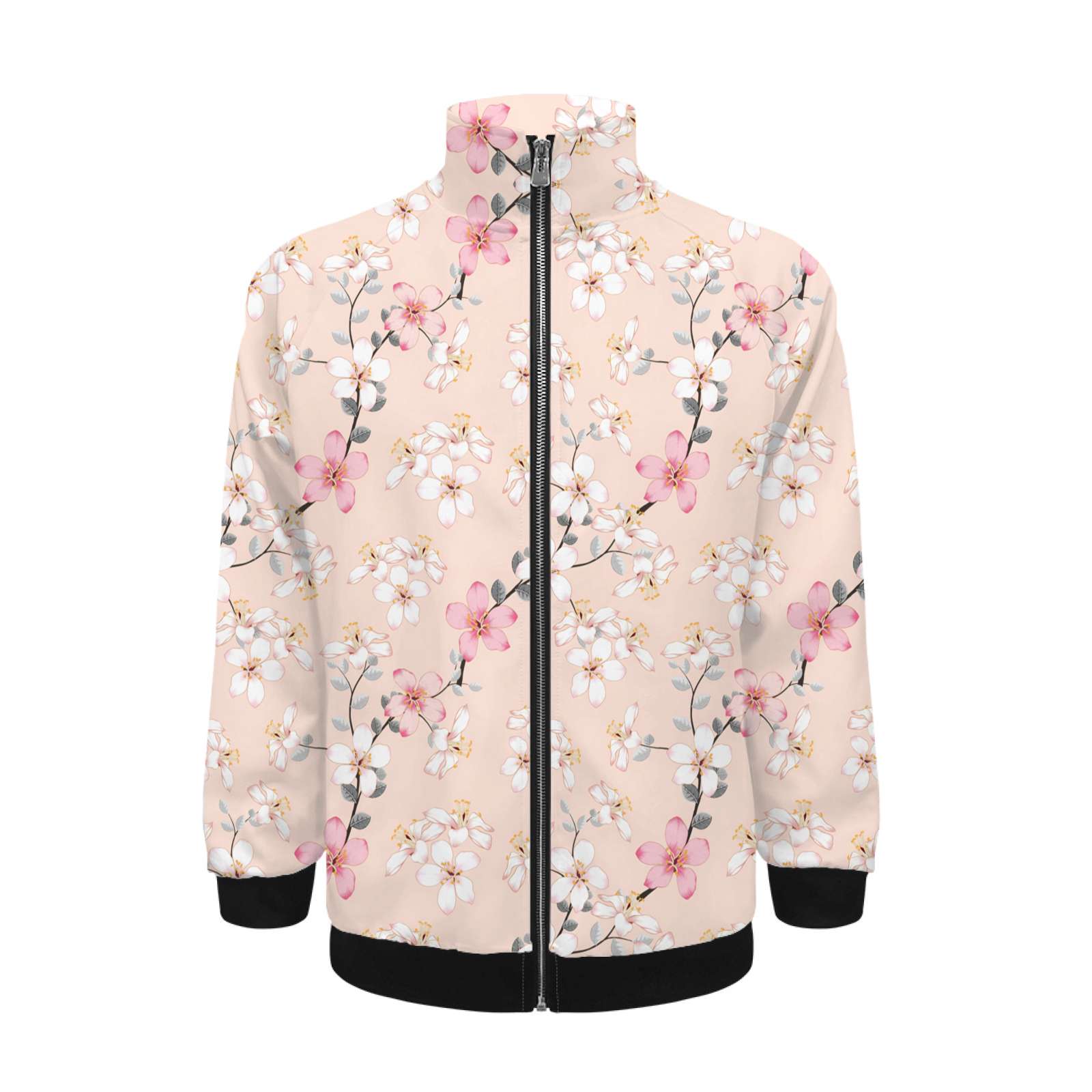 Pink Wild Flowers On Isolated Pastel Jacket Men's Street Cool Long ...