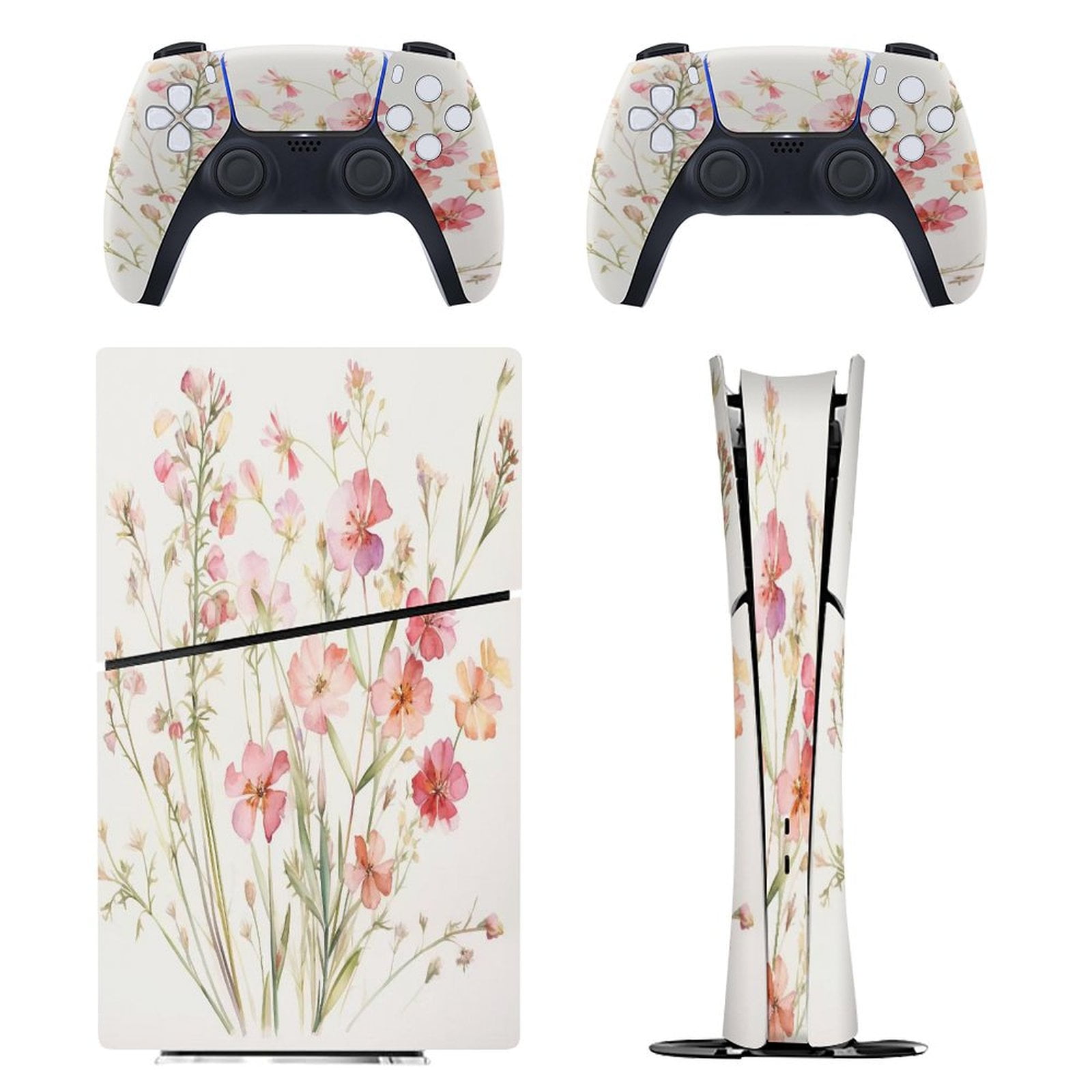 Pink Wildflowers (2) PS5/PS5 Slim Digital Disc Skin Sticker For Console ...