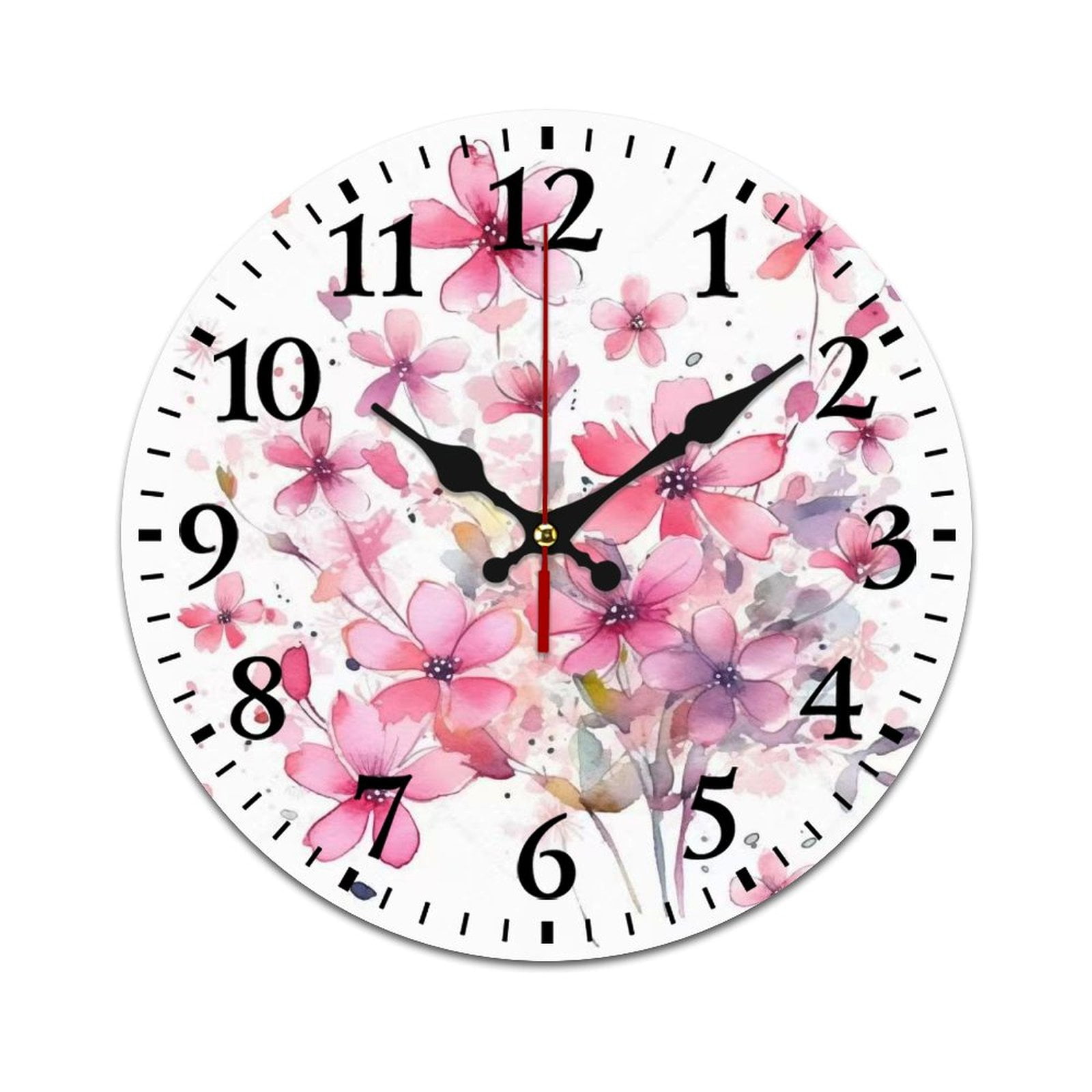 Pink Wildflowers (5) Wall Clock Modern Design Clocks Wall Hanging Home ...