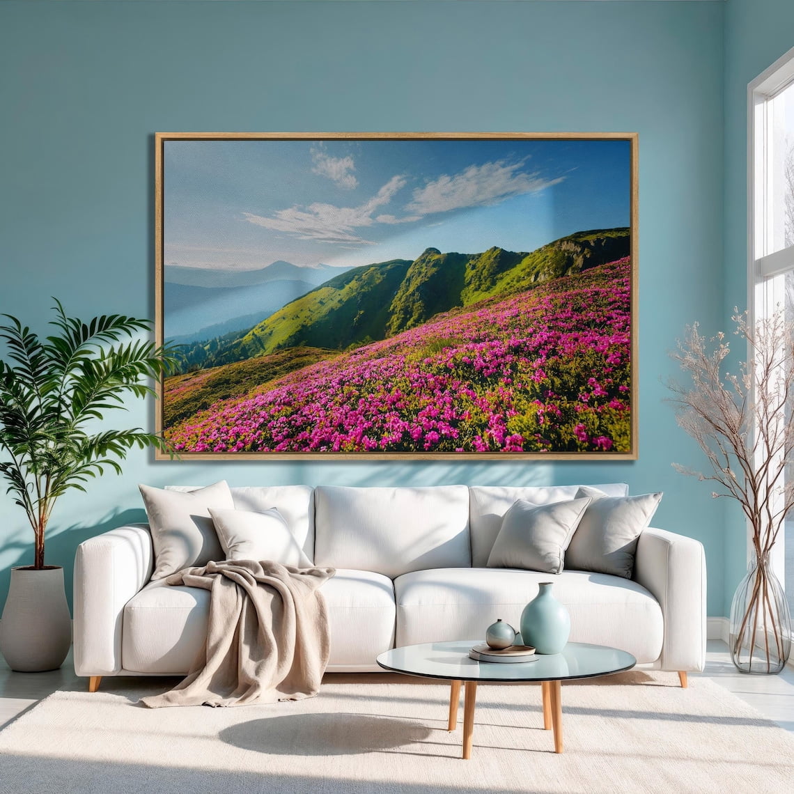 Pink Wildflowers on the Mountainside Art Print Carpathian Mountains ...