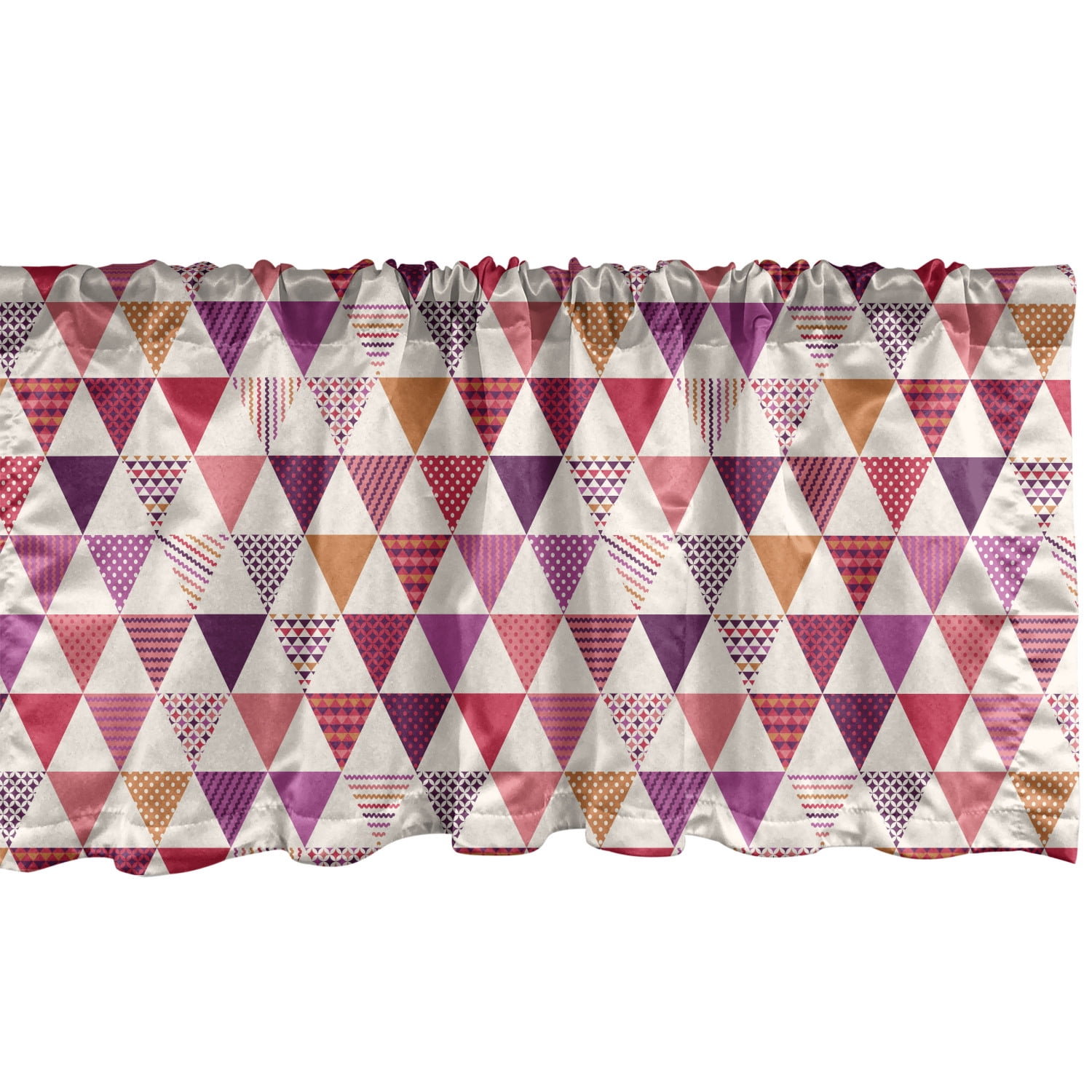 Pink Window Valance Pack Of 2 Geometric Triangle Patterns With Polka