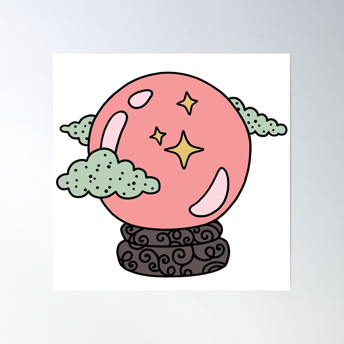 Pink Witch'S Crystal Ball Poster Wall Art, Modern Wall Decor For Living ...