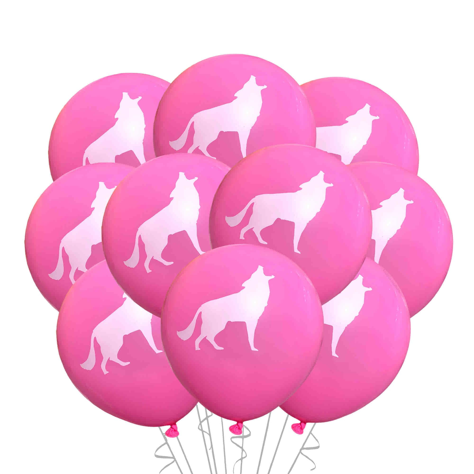 Pink Wolf Latex Balloons 12 Count, BSL1 Wolf Balloons for Birthday Party, Wolf Howling, Baby ...
