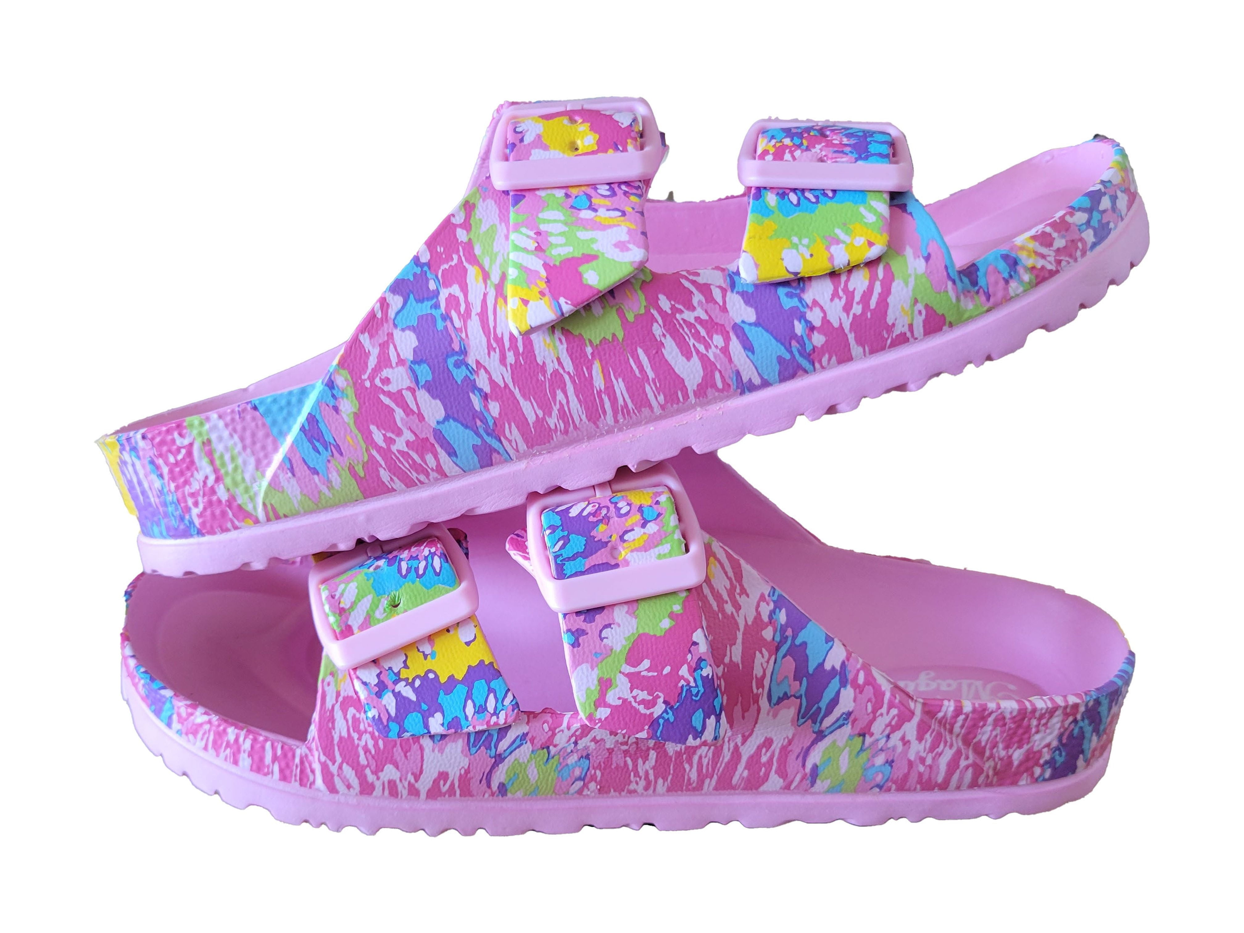 Pink Women Fashion Trend Slides Sandals Double Buckle EVA Strap Slip-on ...