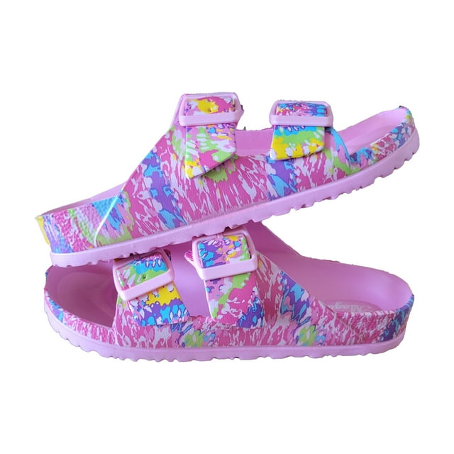 Pink Women Fashion Trend Slides Sandals Double Buckle EVA Strap Slip-on ...