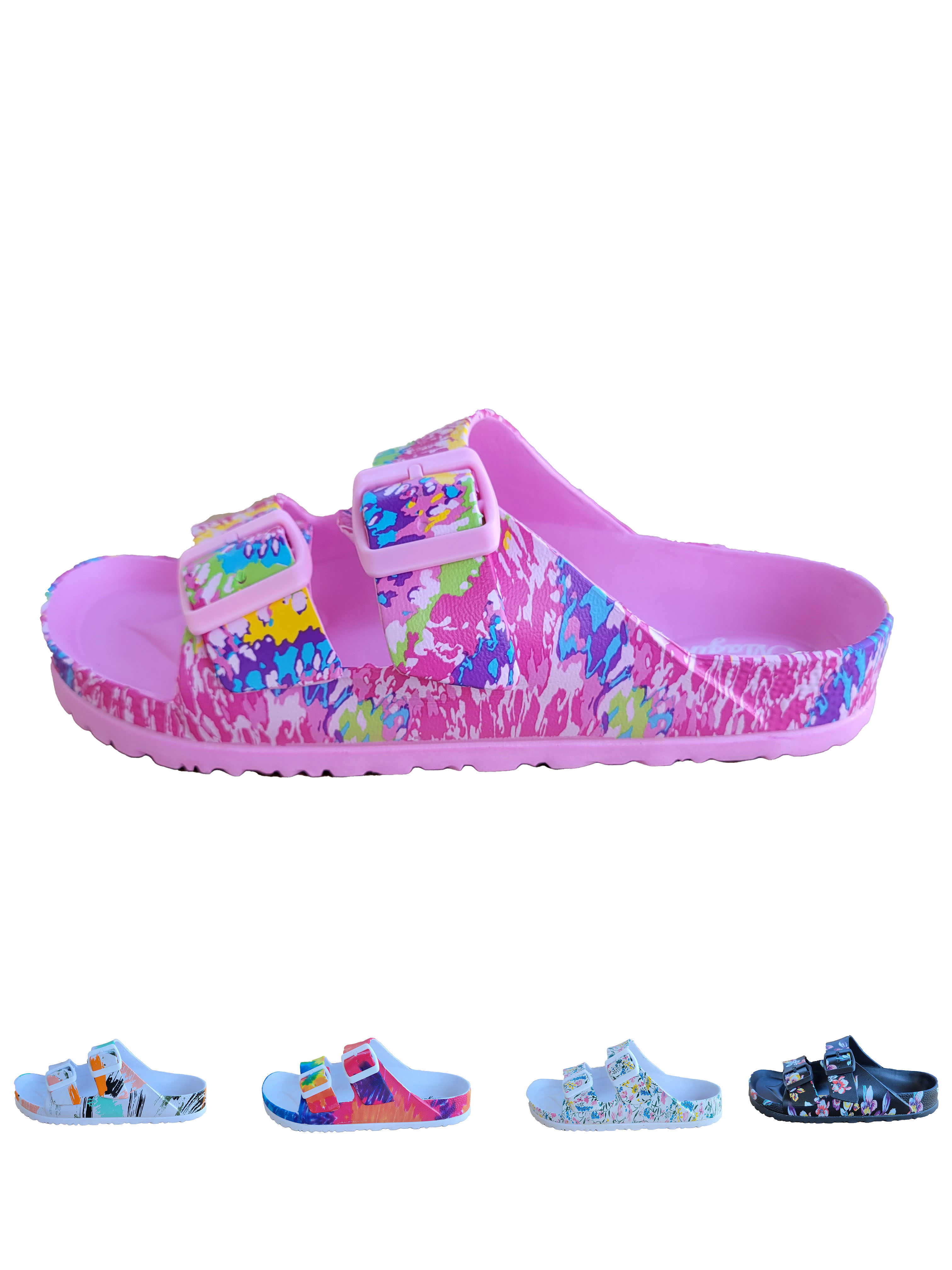 ROXONI Girls Comfort Sandals Double Buckle Adjustable Slip on Summer ...