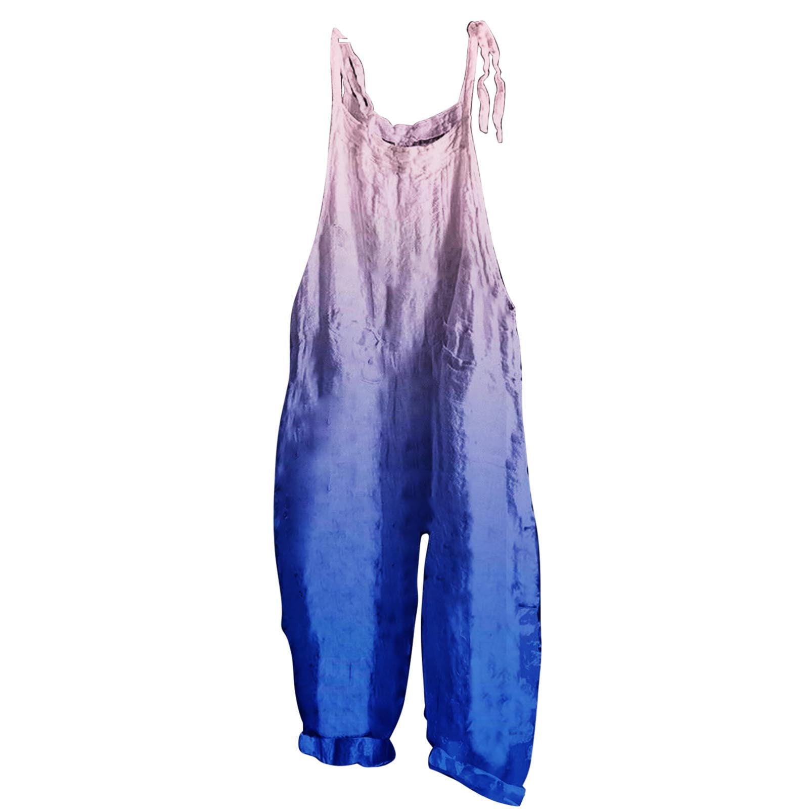 Pink Women Overalls Gradient Loose Fit Overalls Pants Romper for Women ...