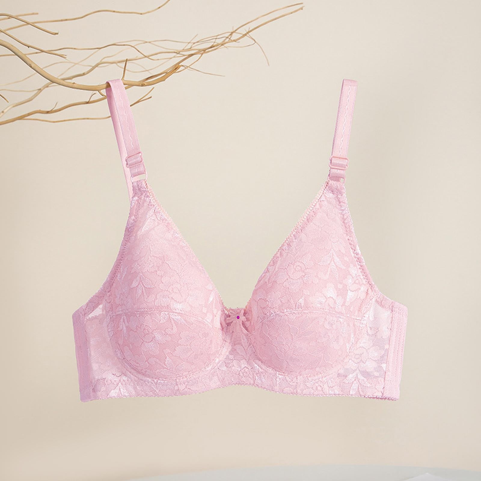 Pink Women's Bra, Womens Daily Solid Sexy Lace Gathered Bra Straps ...