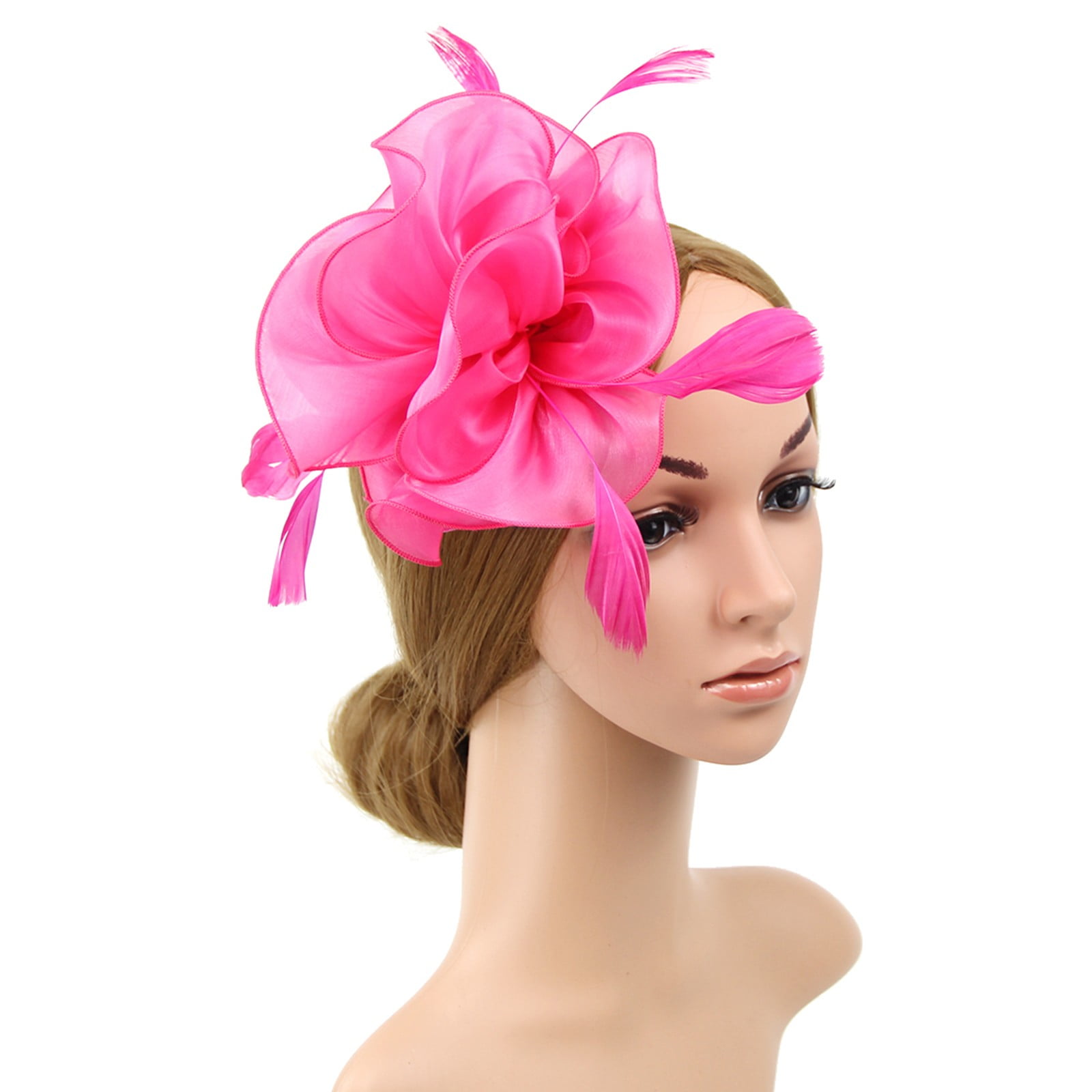Pink Women's Headbands, Hat For Women Wedding Flower Cocktail Mesh ...
