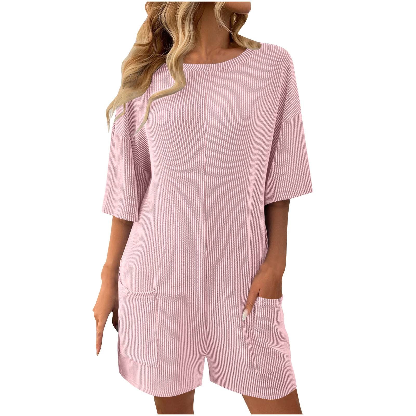 Pink Womens Brunch Coveralls Shortalls Overalls Shortalls Shorts ...