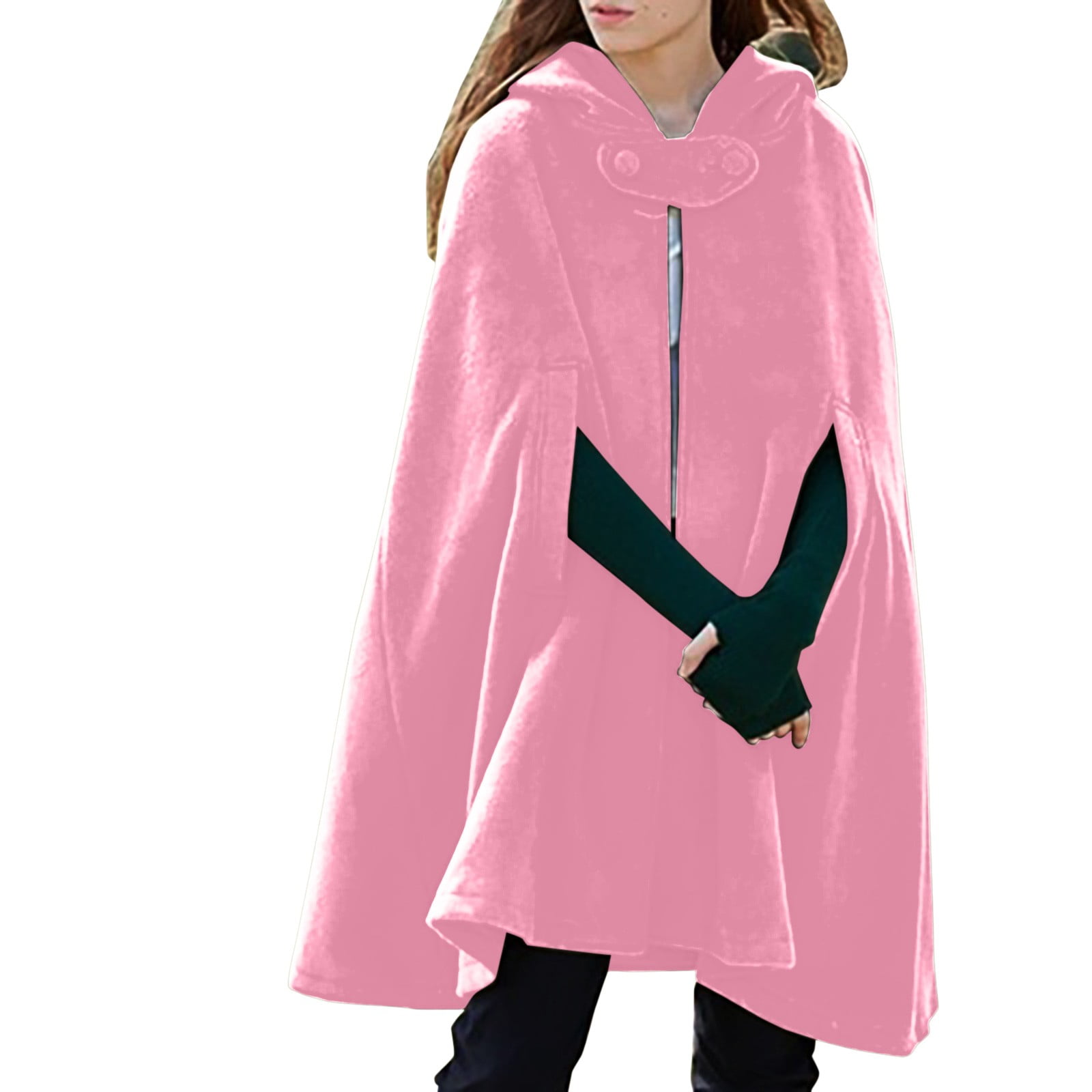 Pink Womens Puffer Jackets Hooded Medium Cape Winter Vintage Overcoat ...