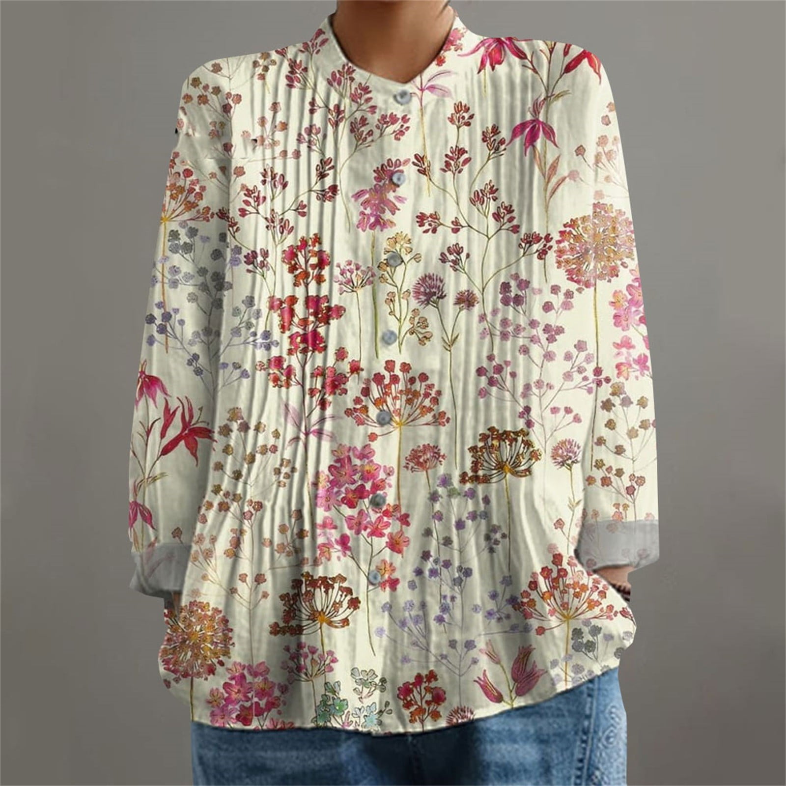 Pink Womens Summer Tops Women’s Pleated Shirt with Retro Front Pleats ...