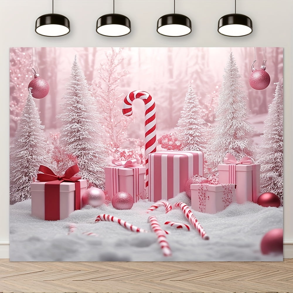 Pink Wonderland Backdrop Christmas Winter Candy Cane Photography ...