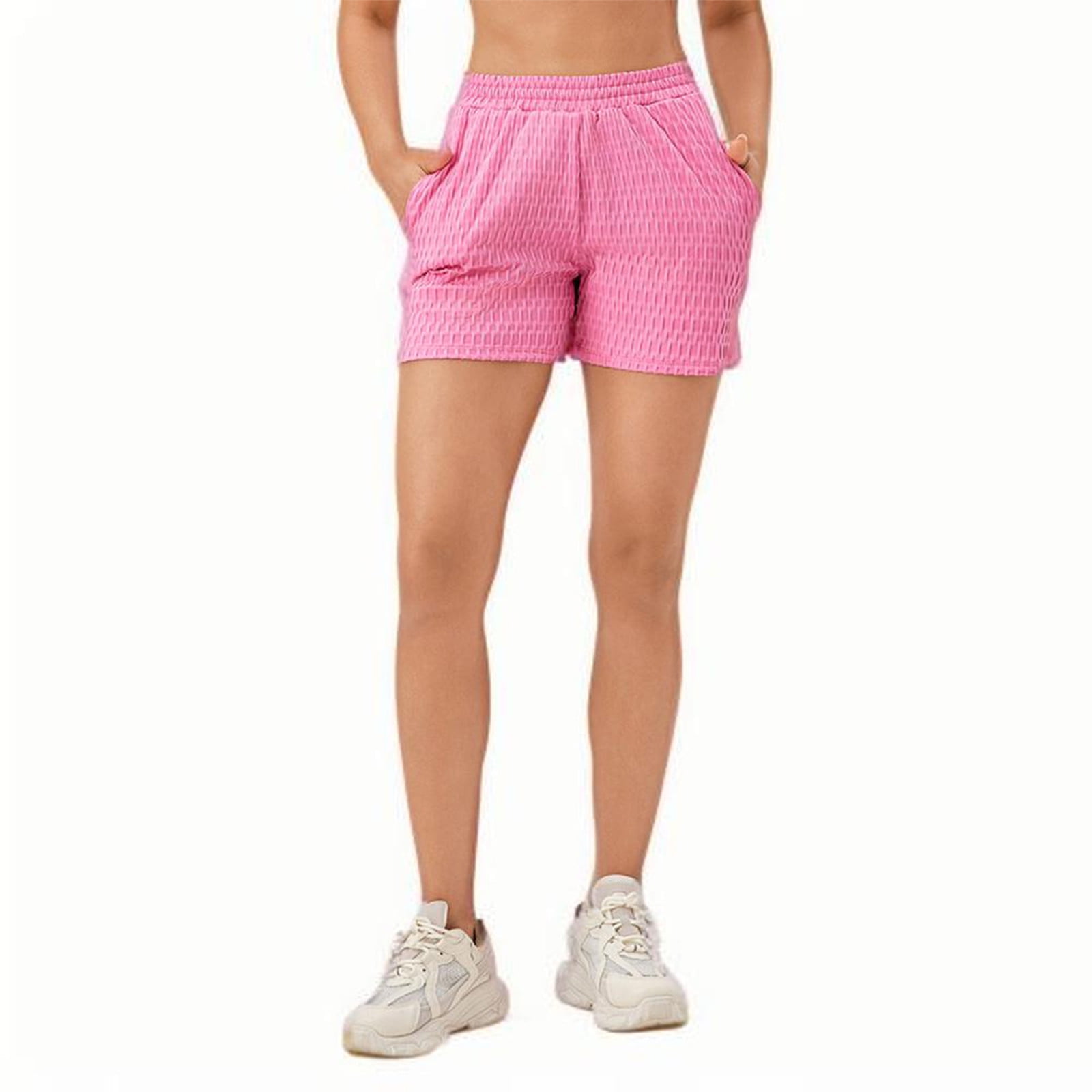 Pink Work Out Gym Yoga Casual Stretch Jogger Shorts for Women Fall ...