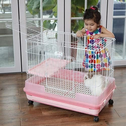 Pink XLarge 2-Level Indoor/Outdoor Small Animal Rabbit Habitat Cage ...