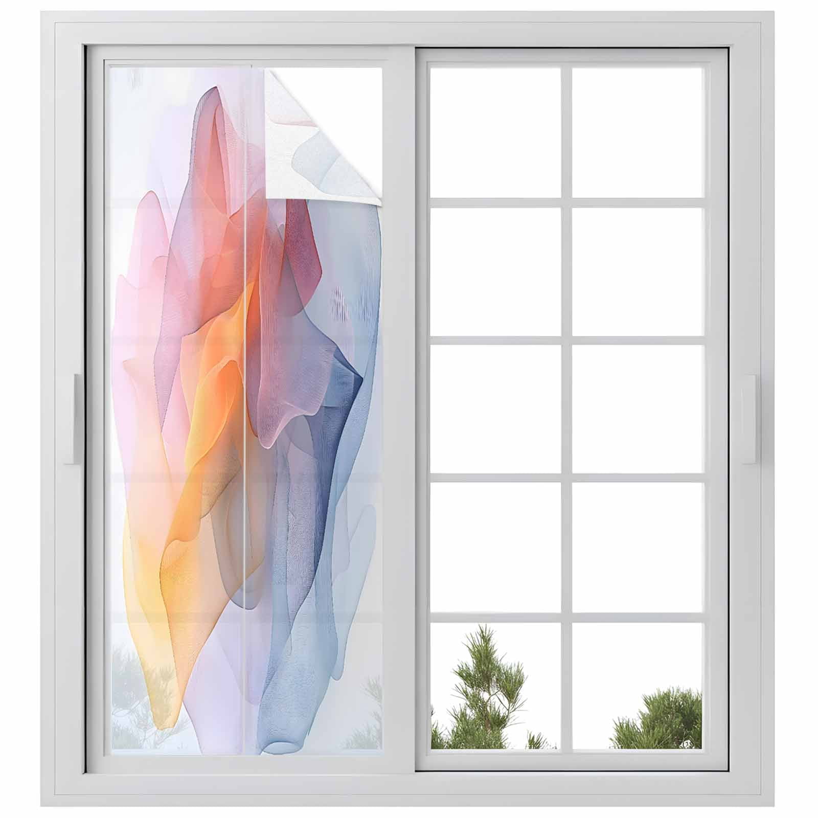 Pink Yellow Blue Abstract Window Privacy Film, Modern Art Wave Static ...