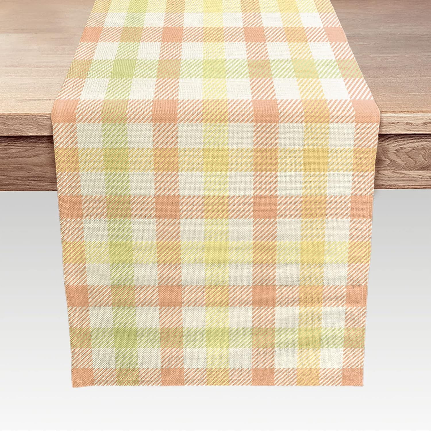 Pink Yellow Buffalo Plaid Check Table Runner, Spring Summer Holiday ...