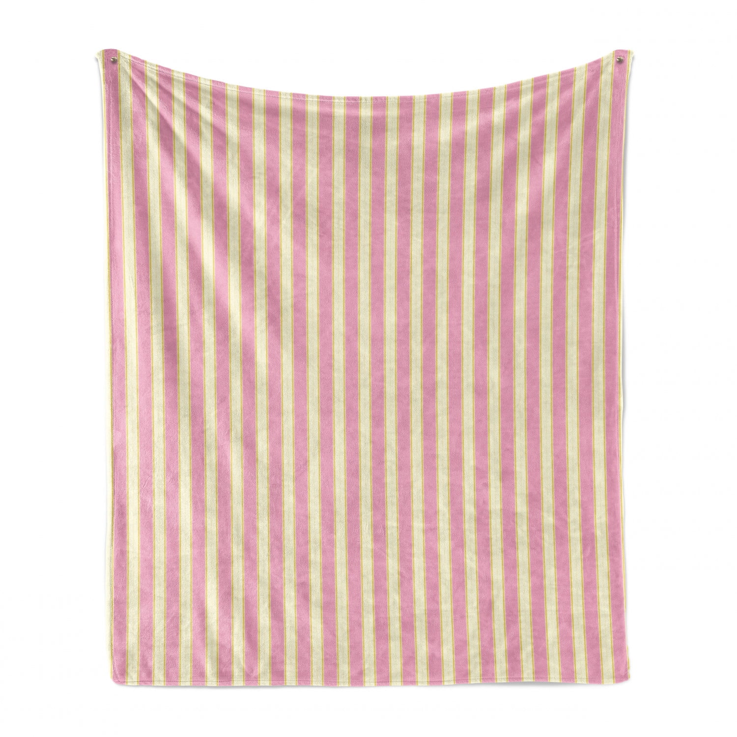 Pink and Yellow Soft Flannel Fleece Throw Blanket, Vertically Striped ...