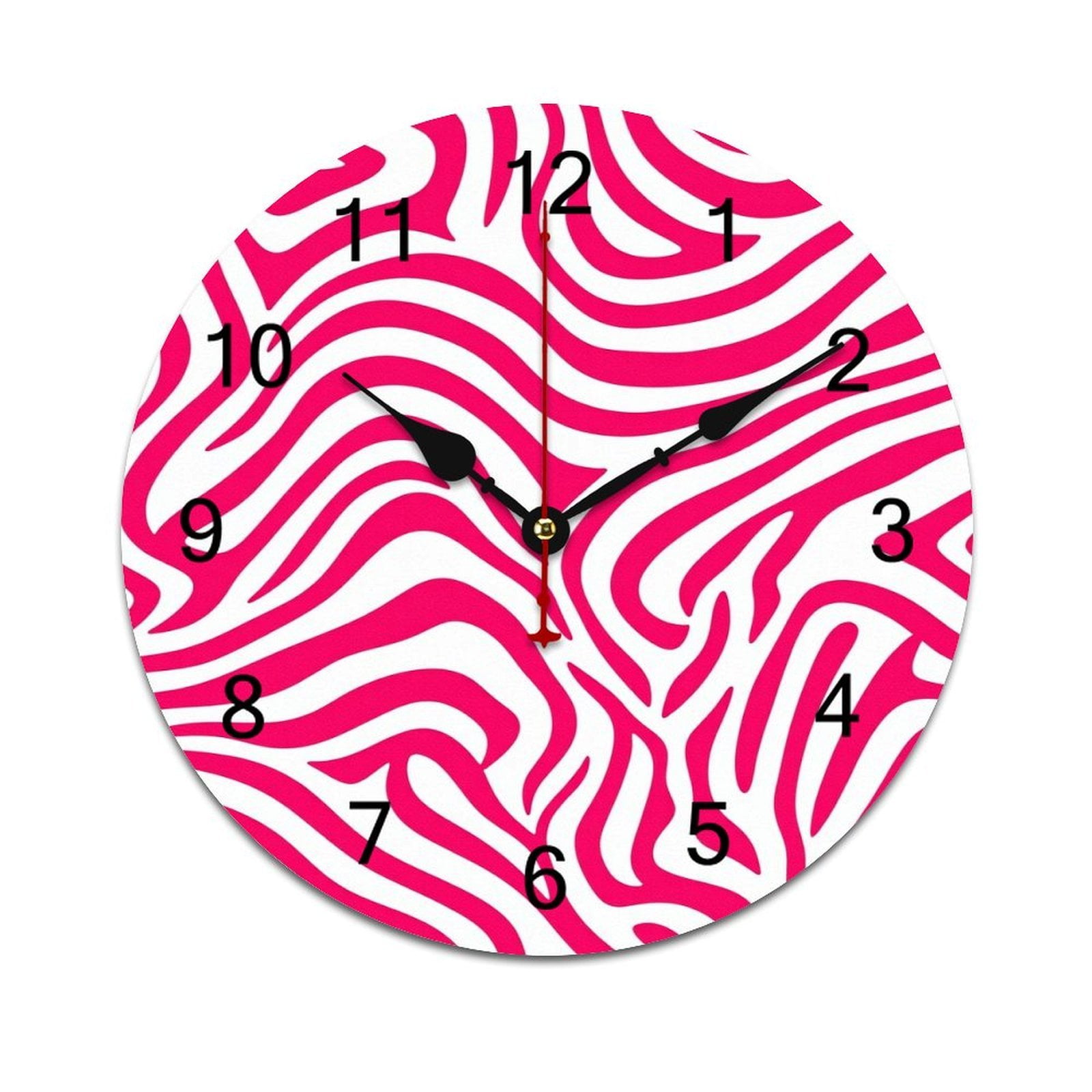 Pink Zebra Stripes Silent Wall Clock Movement Battery Clock Mechanism ...