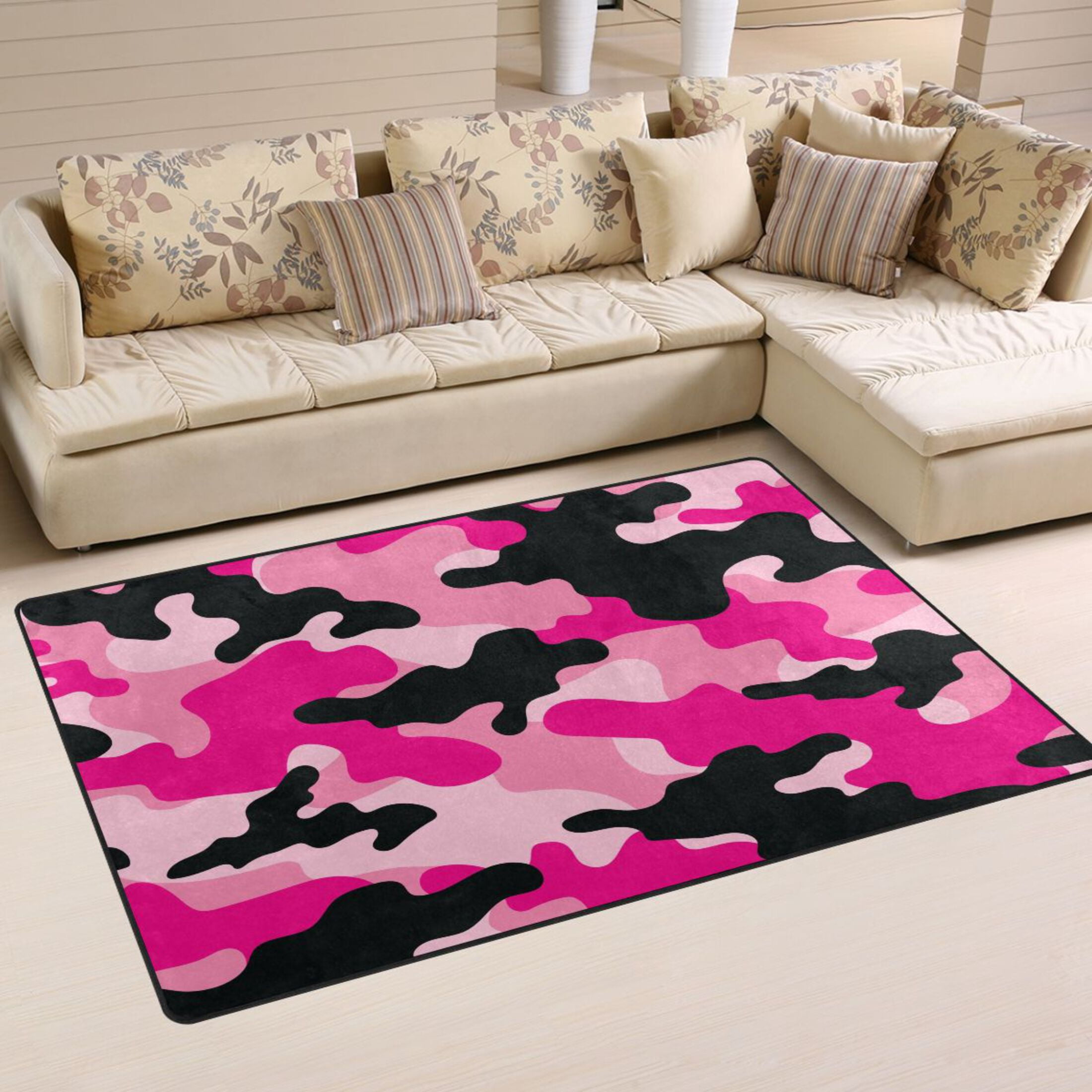 Pink and Black Camouflage Area Floor Mats Non-Slip Rugs Soft Doormat 31 ...