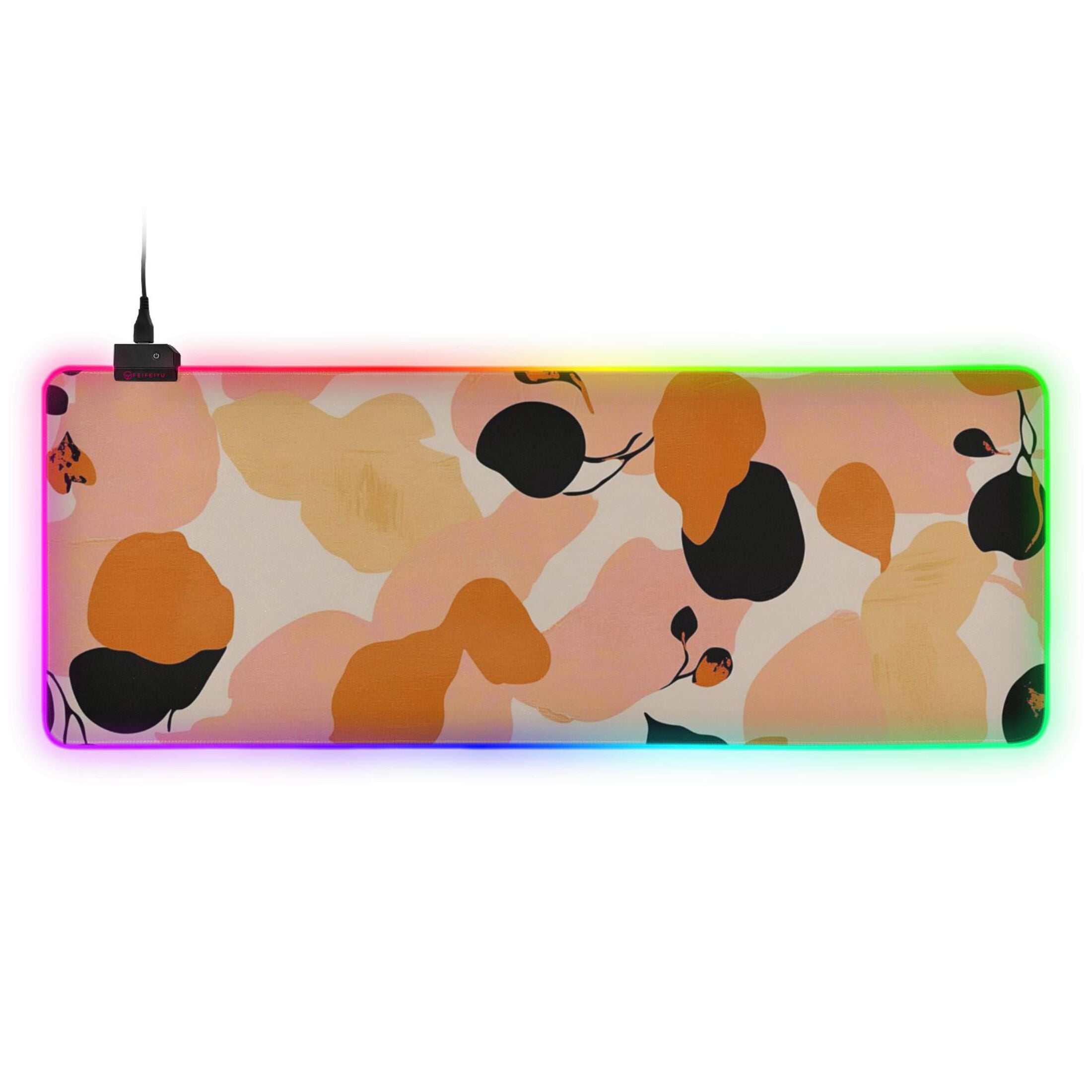 Pink and Black Camouflage Print RGB Gaming Mouse Pad Large Keyboard Mat ...