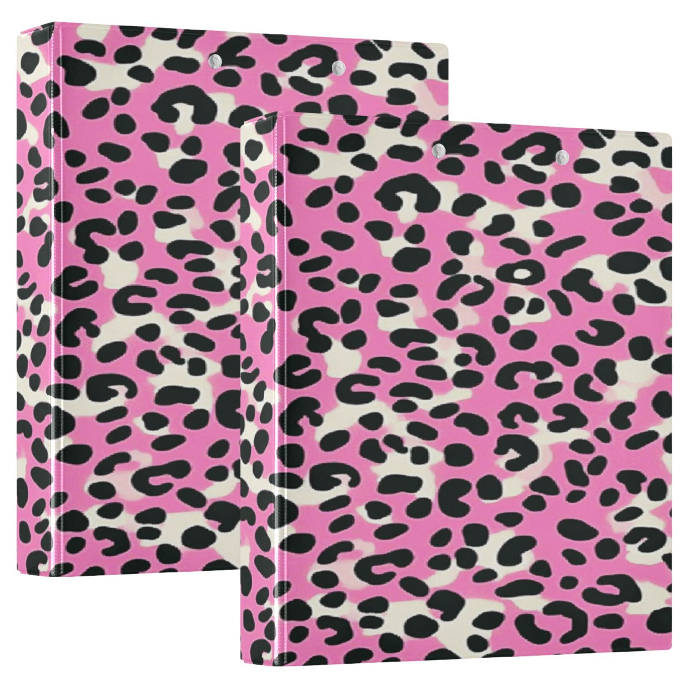 Pink and Black Leopard 3 Ring Hardcover Binders 1.5in Round Rings for ...