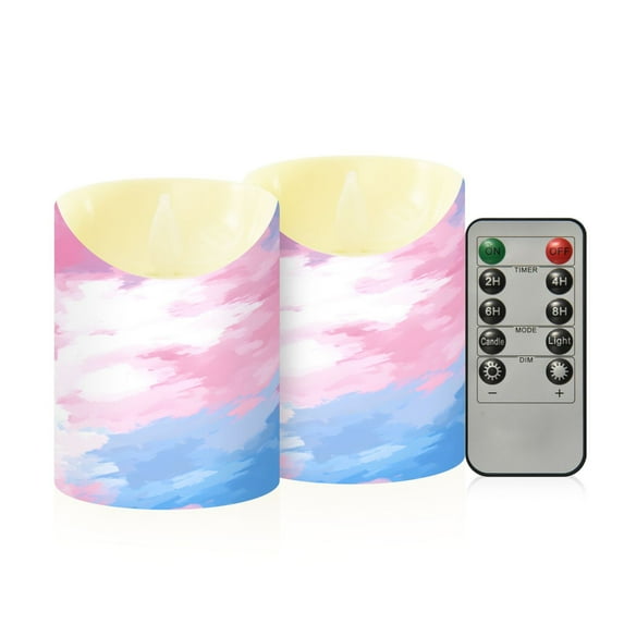 Pink and Blue Abstract Painting Flameless Candles 2 PCS with Remote ...