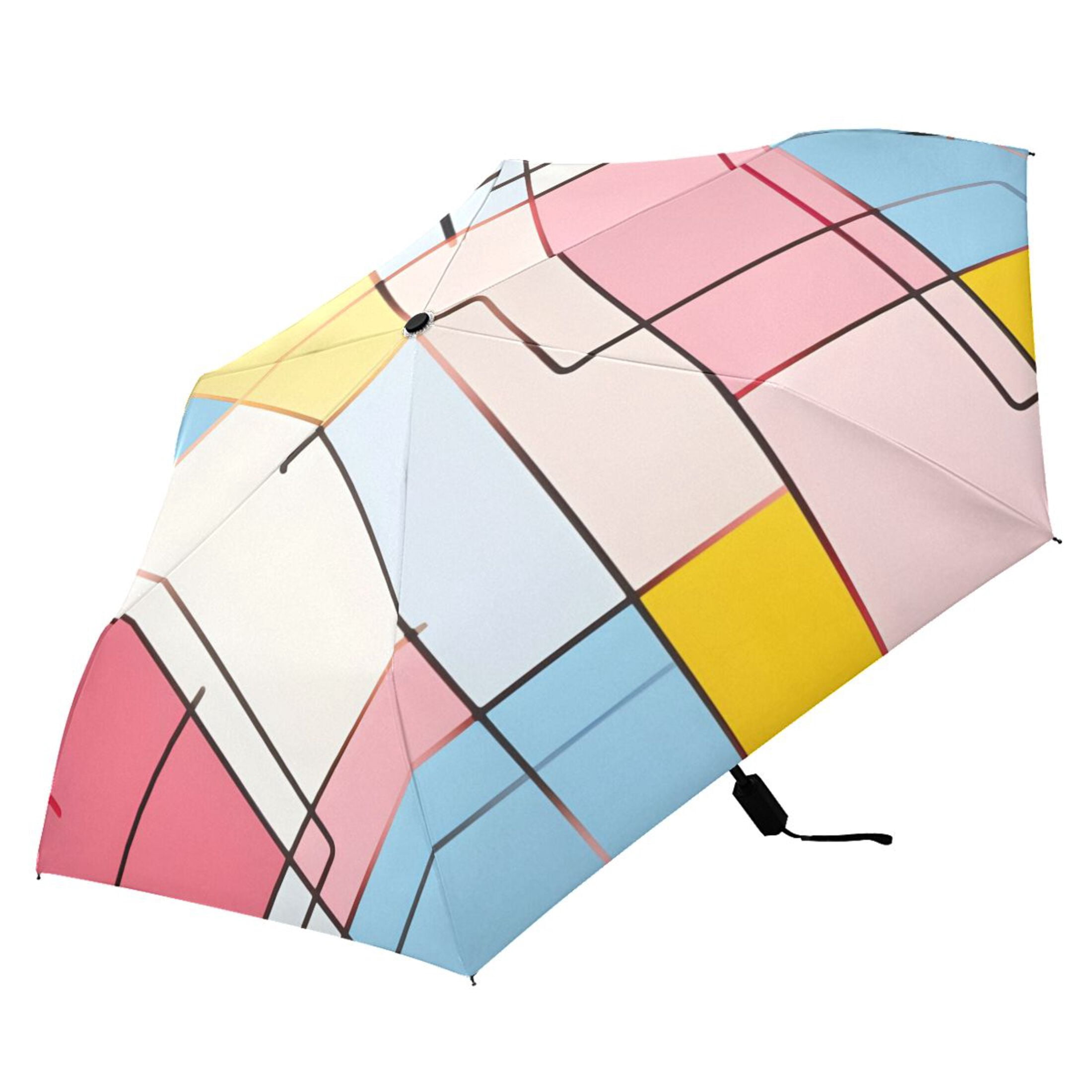 Pink and Blue Compact Folding Umbrella for Rain Windproof Travel ...