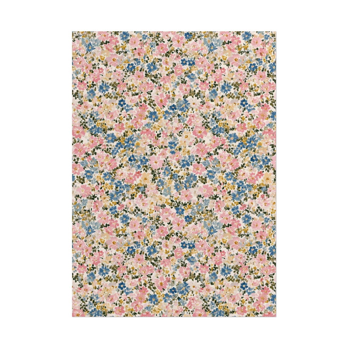 Pink and Blue Cottage Floral Pattern Vintage Romantic Spring Feminine ...