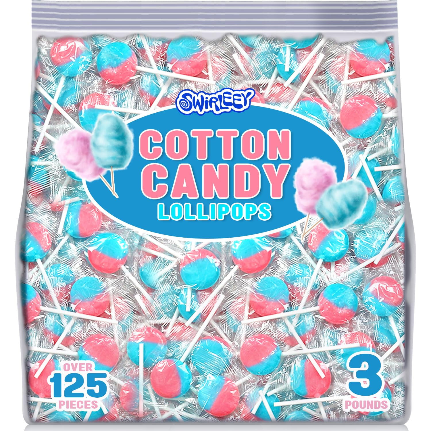Pink and Blue Lollipops ESF27 - 3 Pounds - Summer Cotton Candy Suckers ...