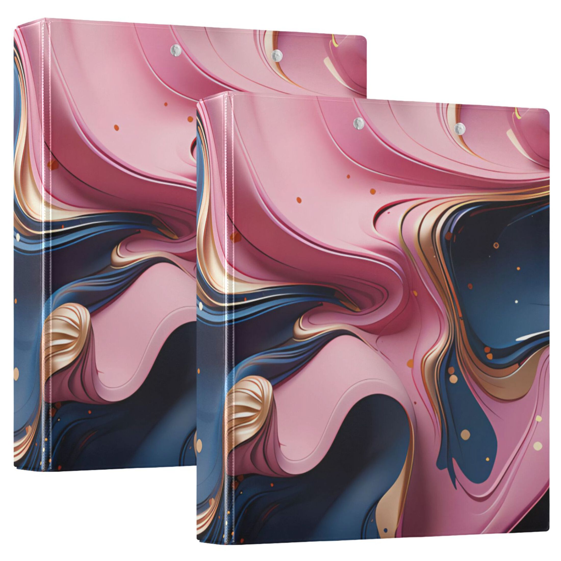 Pink and Dark Blue Marble 3 Ring Hardcover Binders 1.5" Round Rings for ...
