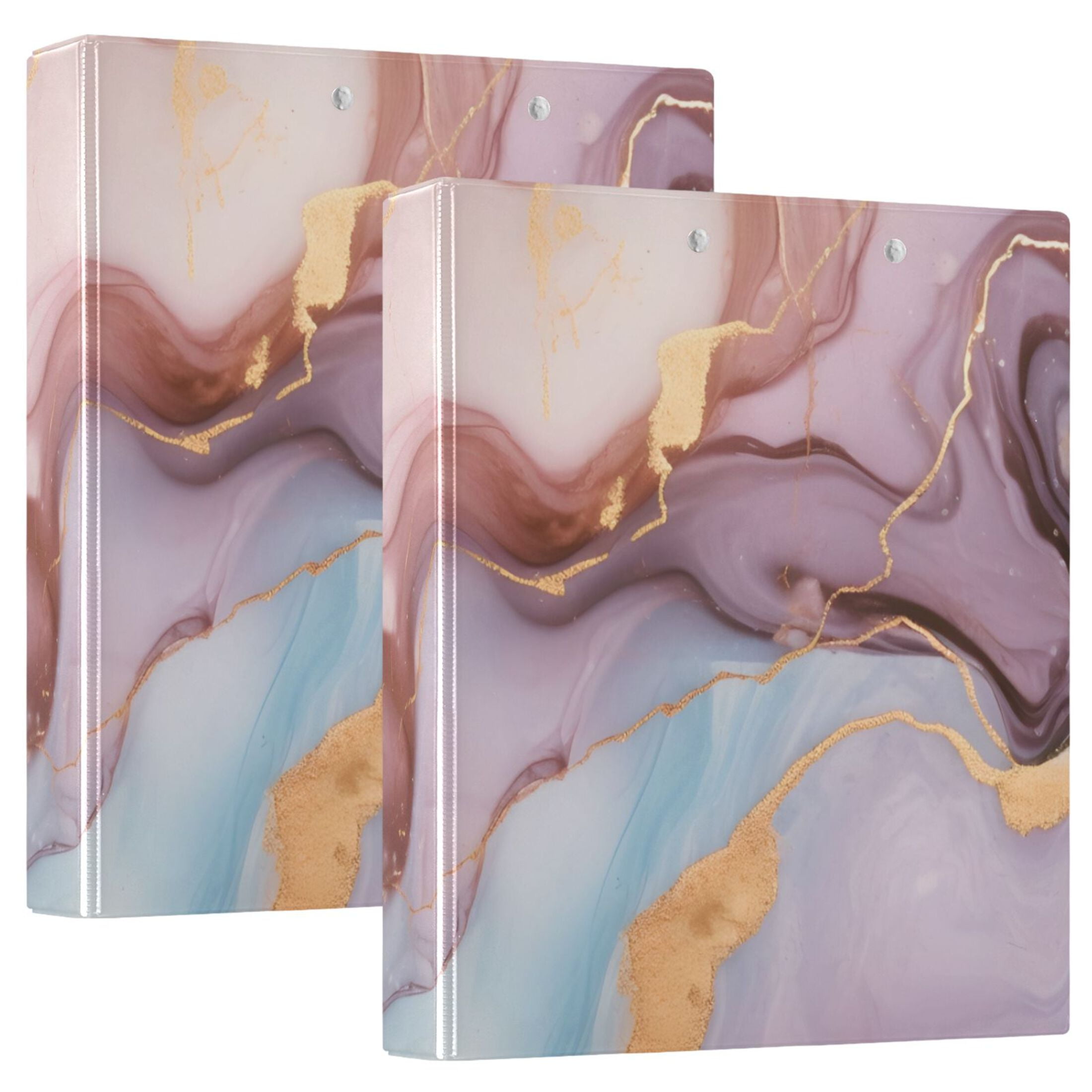 Pink and Gold Marble Hardcover 3 Ring Binder 1.5 inch Round Rings with ...