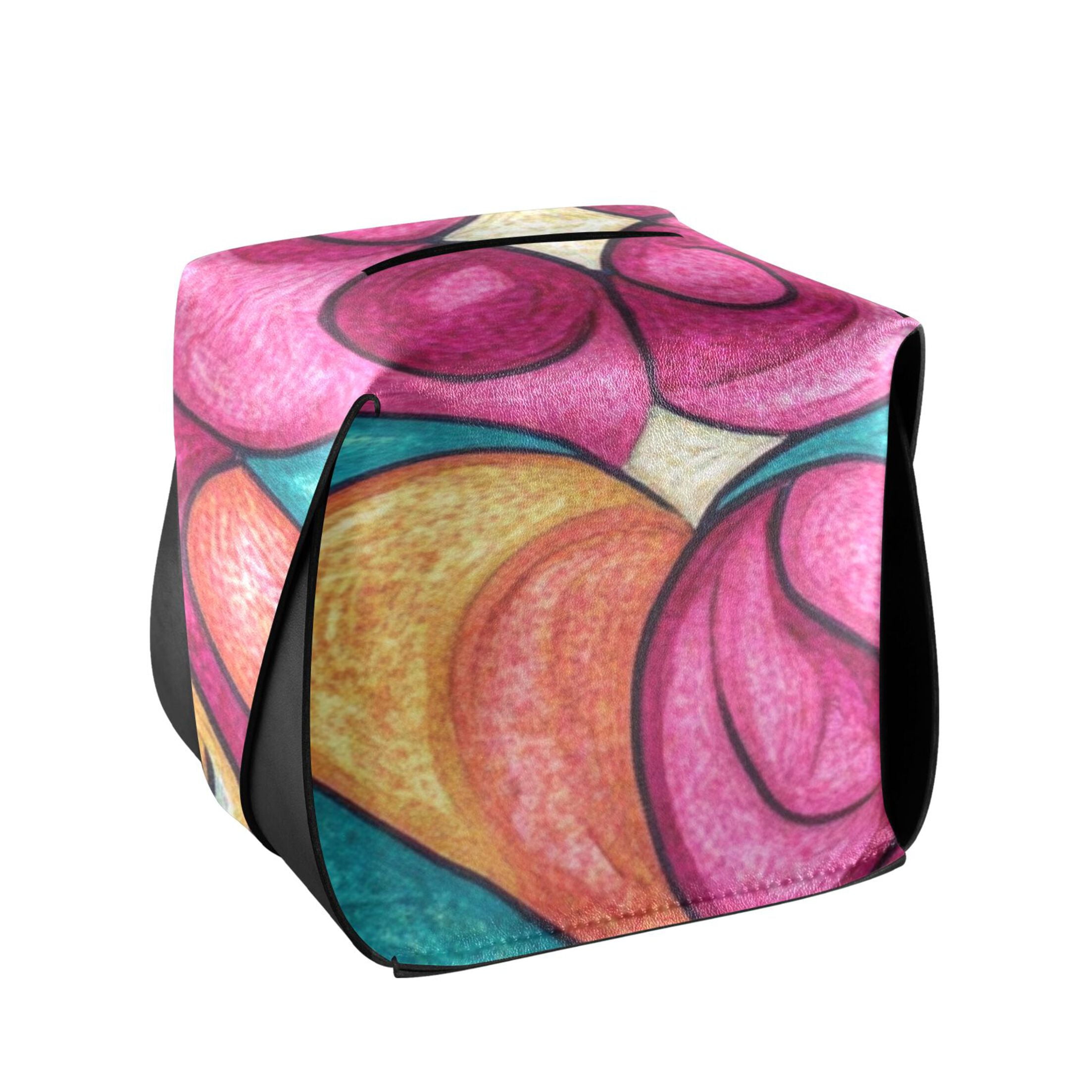 Pink and Green Glass Tissue Box Cover Leather Square Rectangle Tissue ...