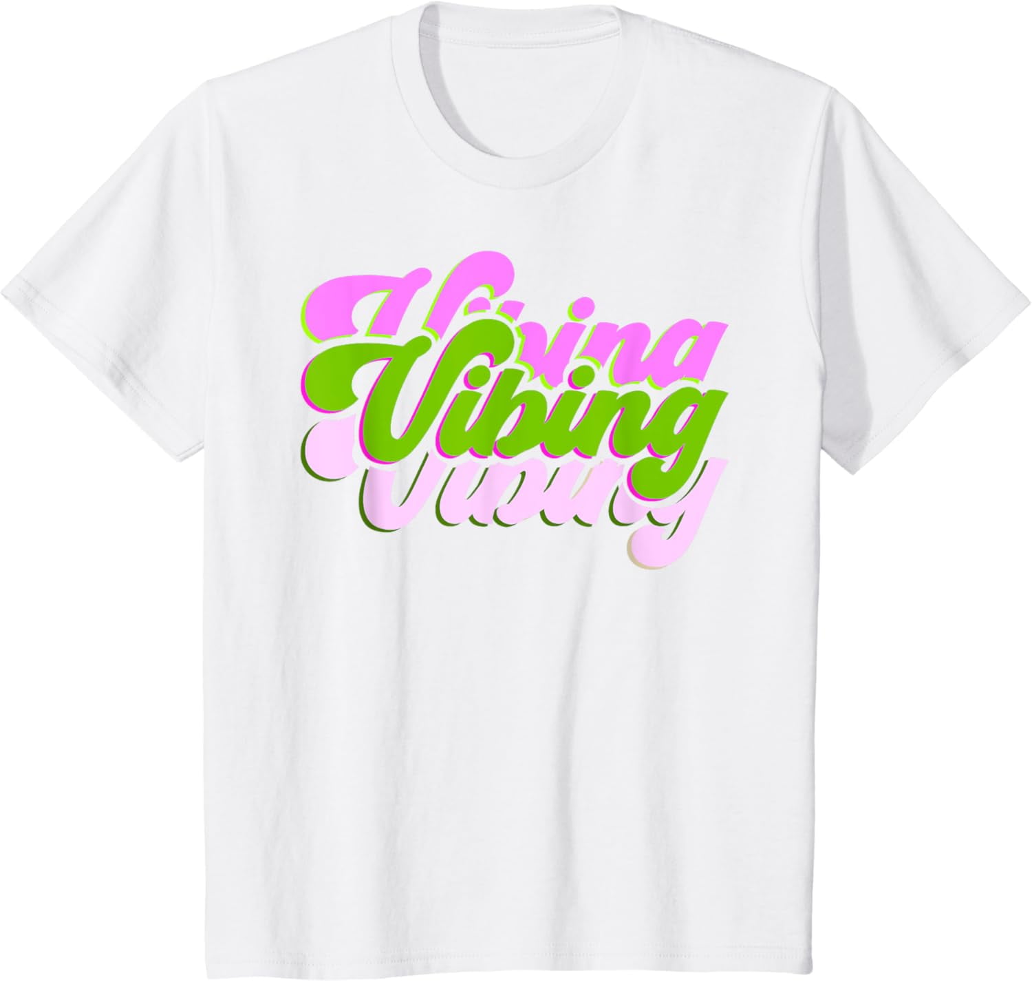 Pink and Green Vibes Vibing Pink & Green Color Graphic T-Shirt ...