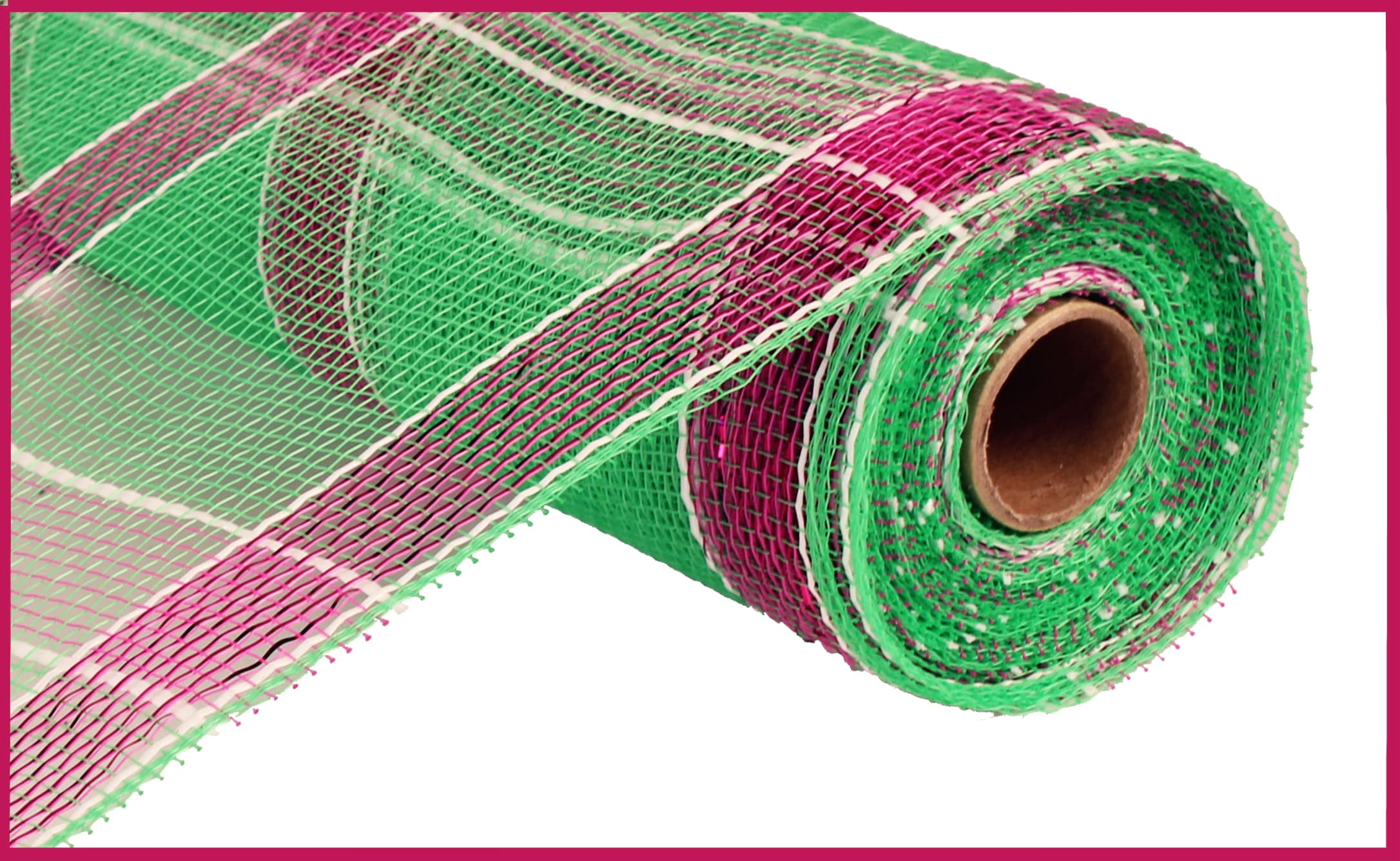 Pink and Lime Metallic Poly Deco Mesh, 21 inches x 10 Yards (30 feet ...