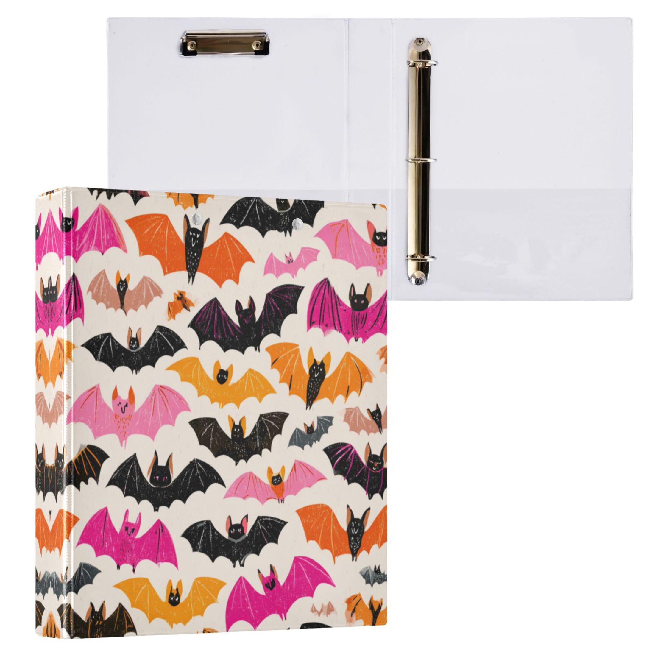 Pink and Orange Bats 3 Ring Hardcover Binders 1.5in Round Rings for ...