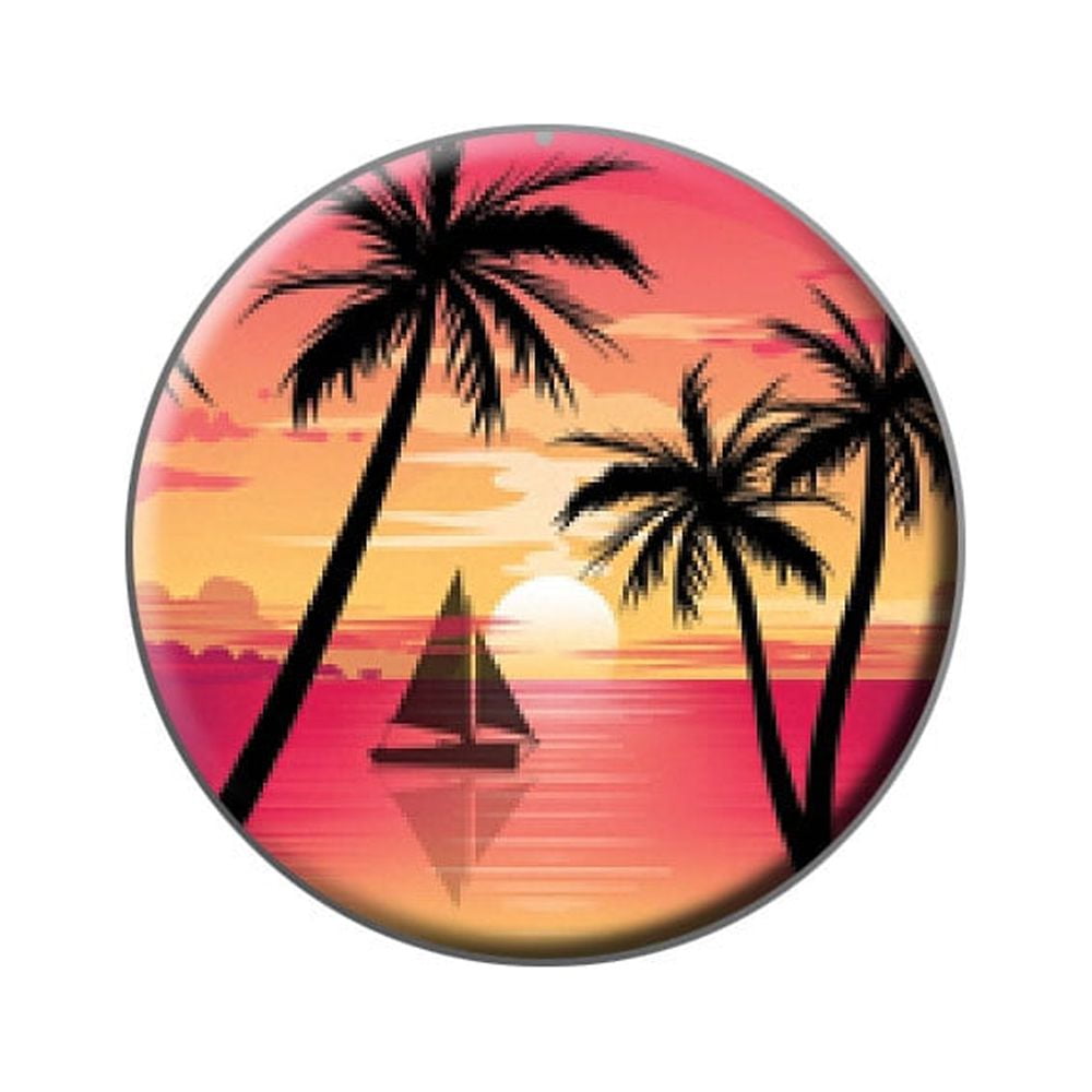 Pink and Orange Beach Sunset - Palm Trees Ocean Sail Boat Vacation ...