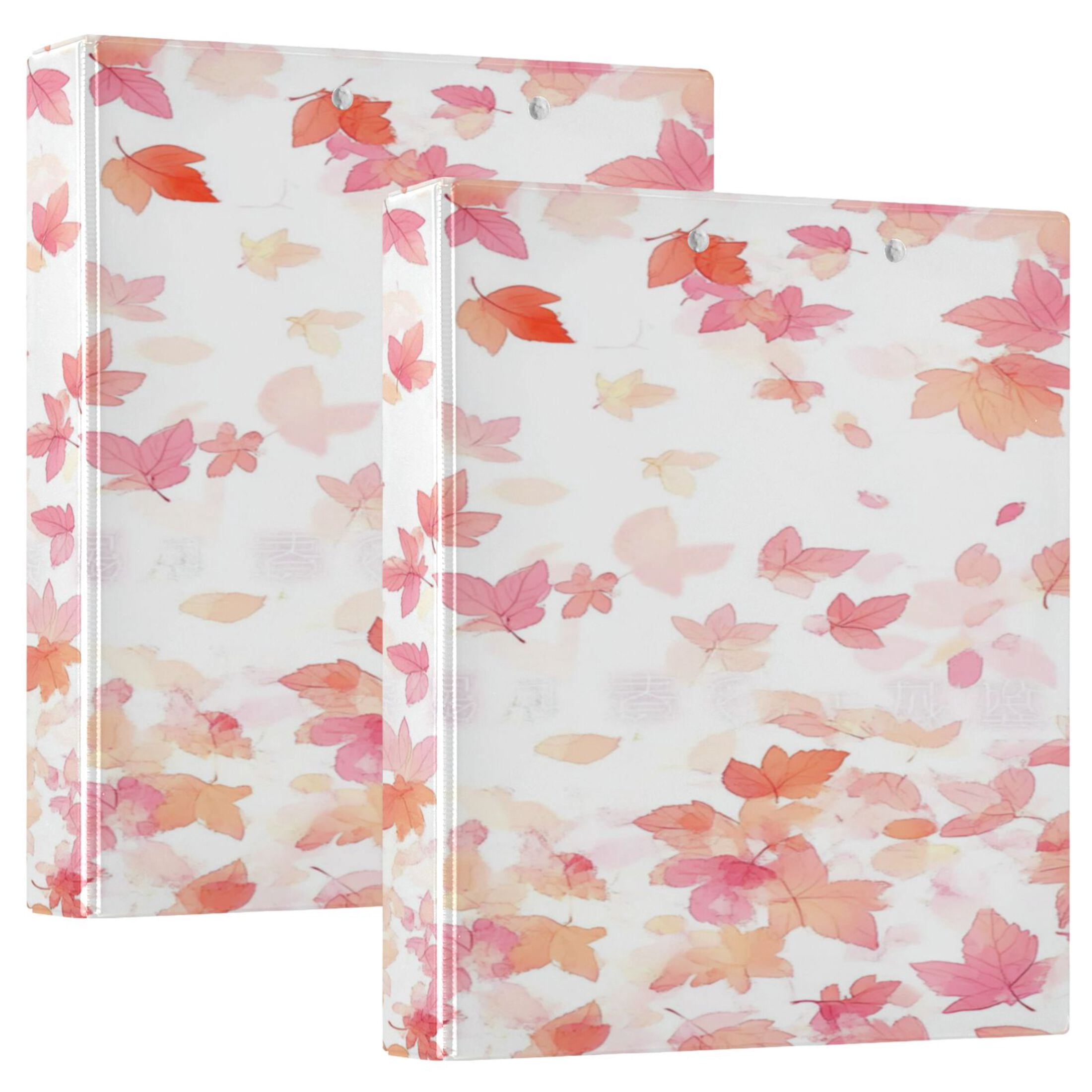 Pink and Orange Leaves 3 Ring Hardcover Binders 1.5in Round Rings for ...