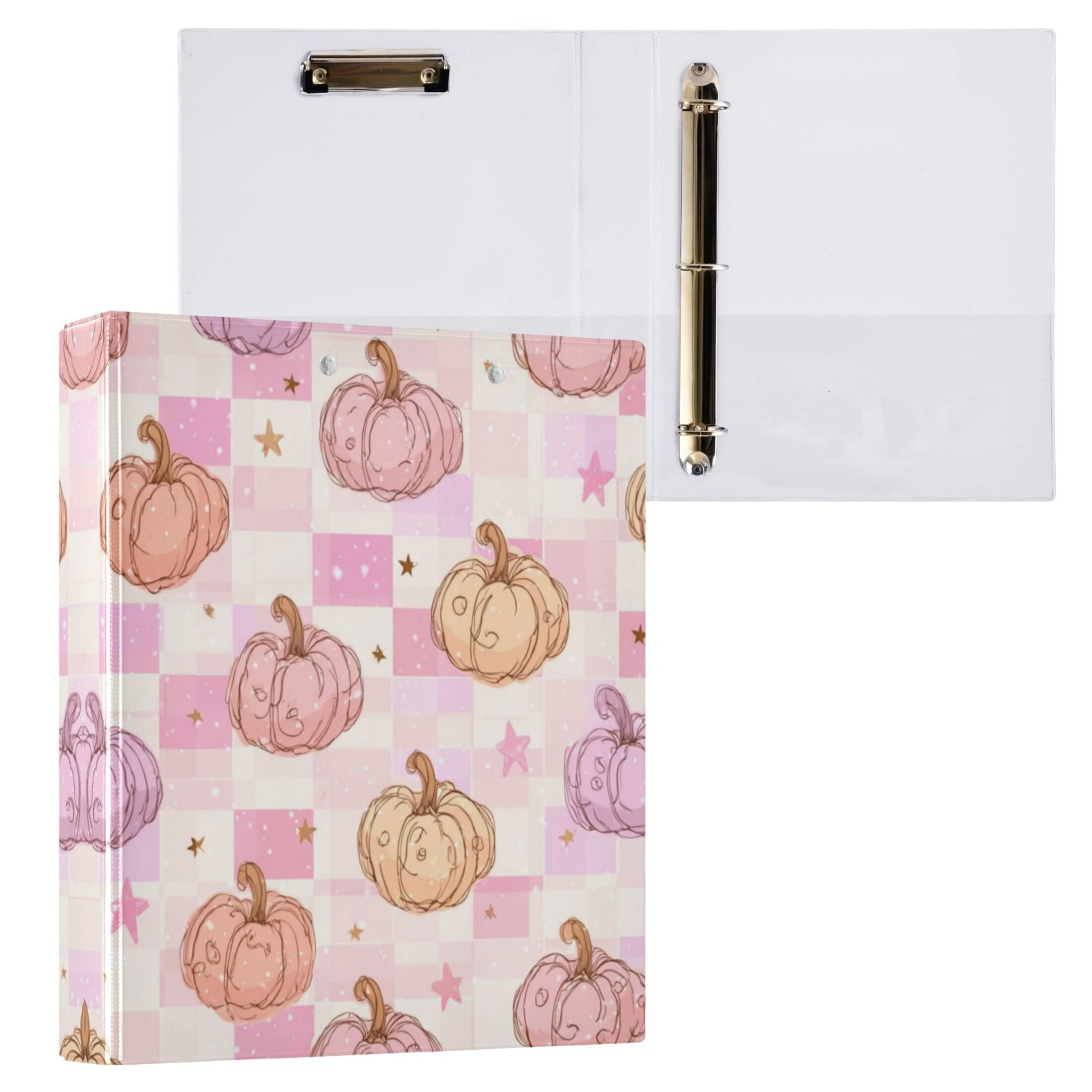 Pink and Peach-colored Pumpkins 3 Ring Hardcover Binders 1.5in Round ...