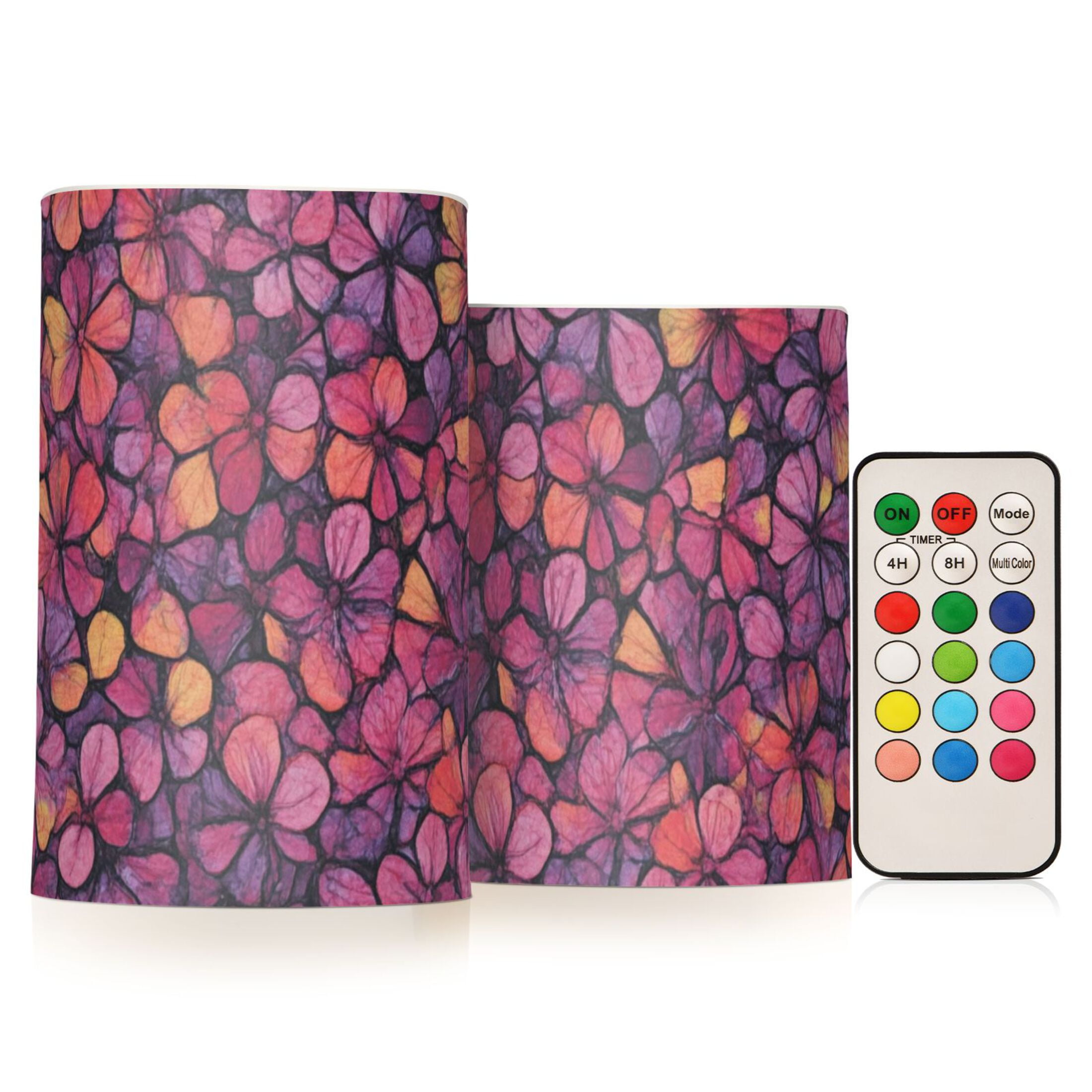 Pink and Purple Floral Flickering Flameless Candles Battery Operated ...