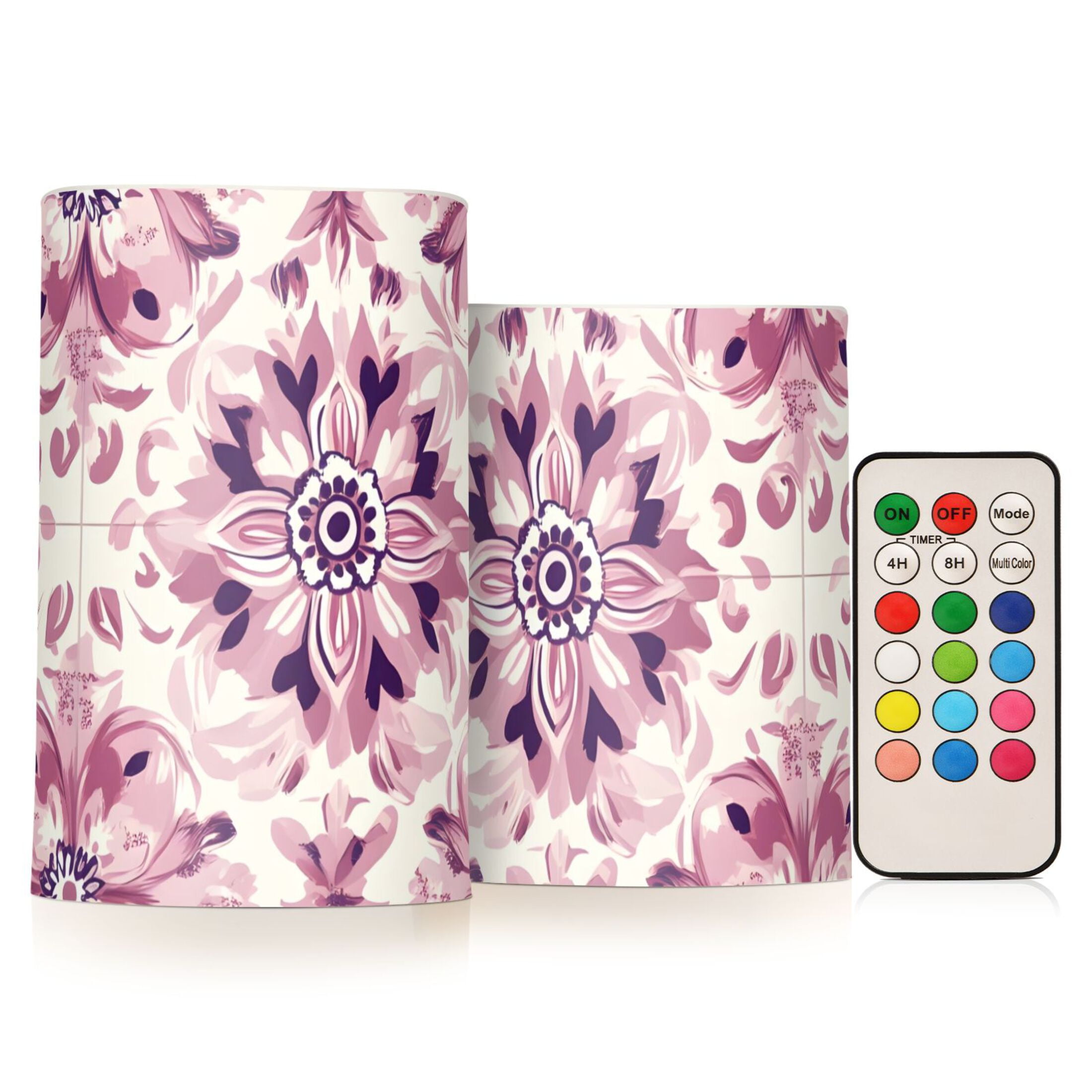 Pink and Purple Flowers Flickering Flameless Candles Battery Operated ...